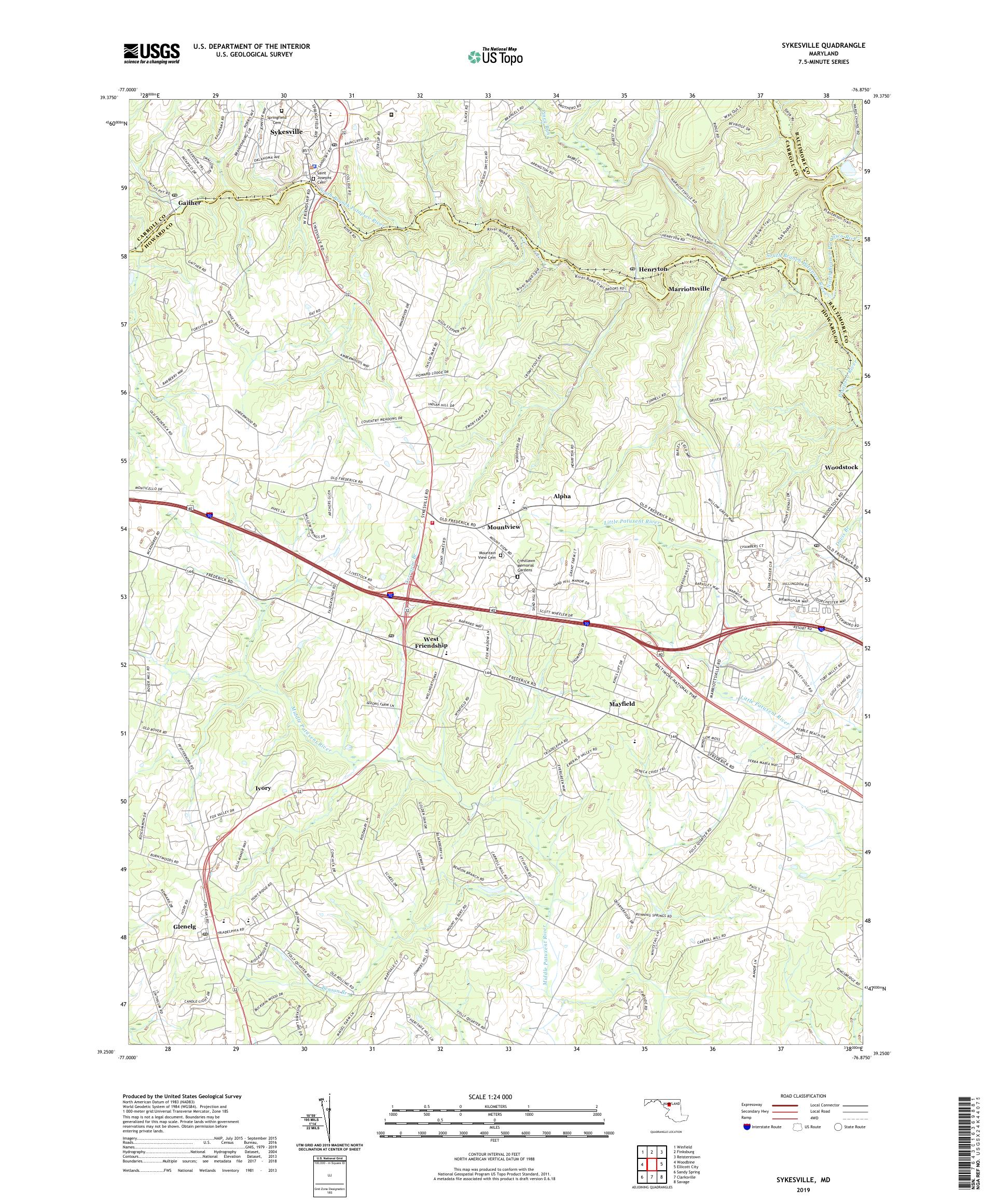 Sykesville Maryland US Topo Map – MyTopo Map Store