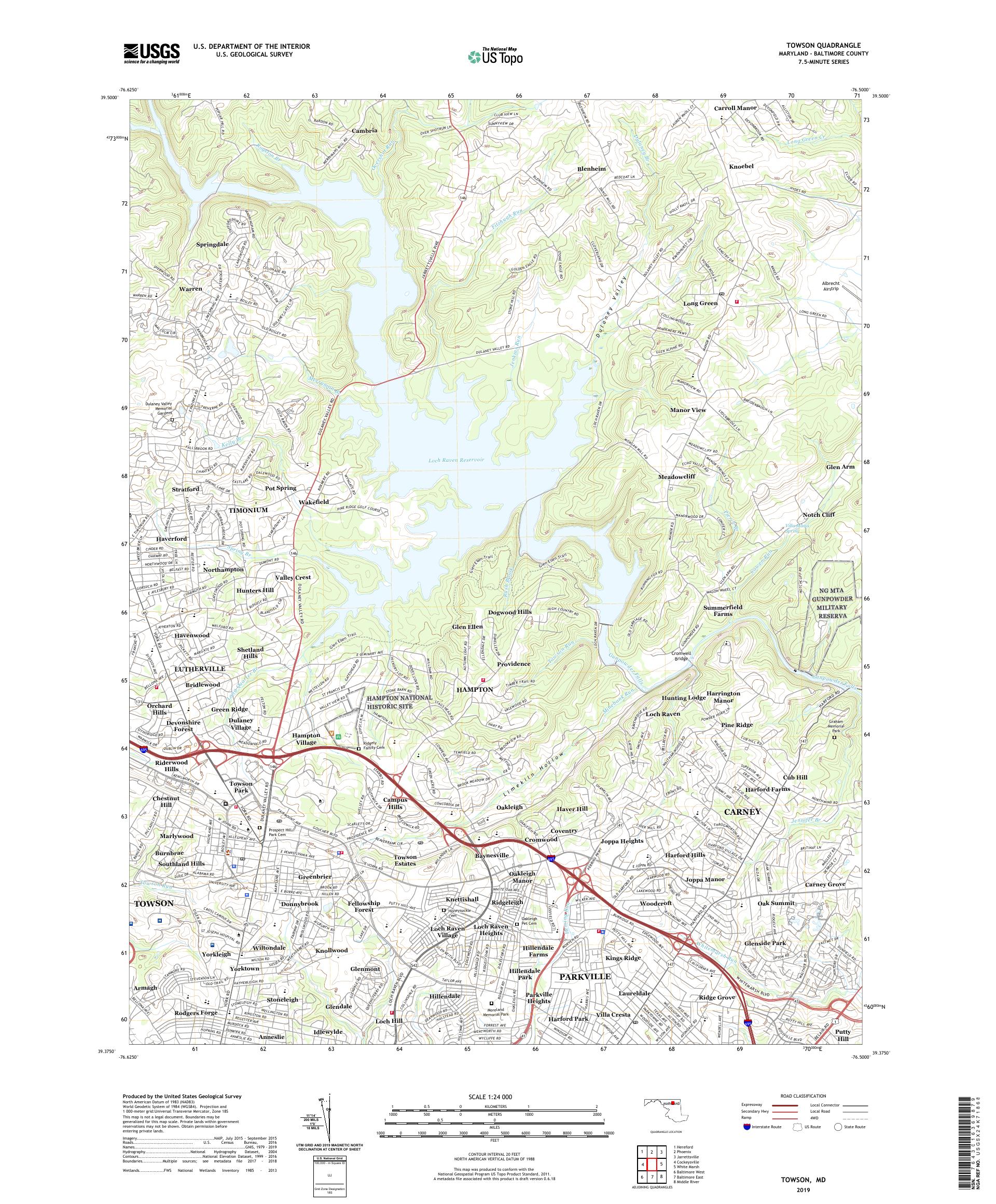 Towson Maryland US Topo Map – MyTopo Map Store