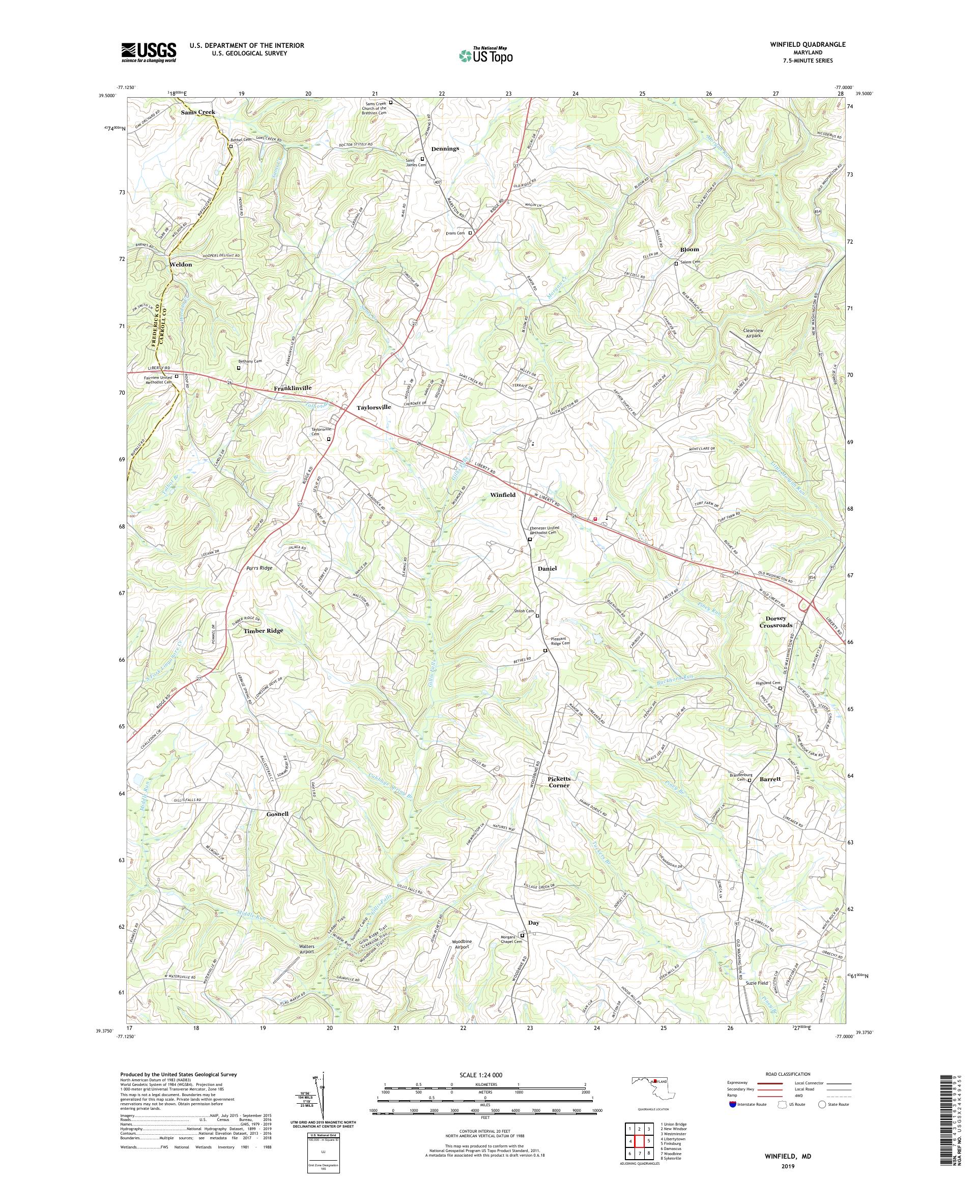 Winfield Maryland US Topo Map – MyTopo Map Store