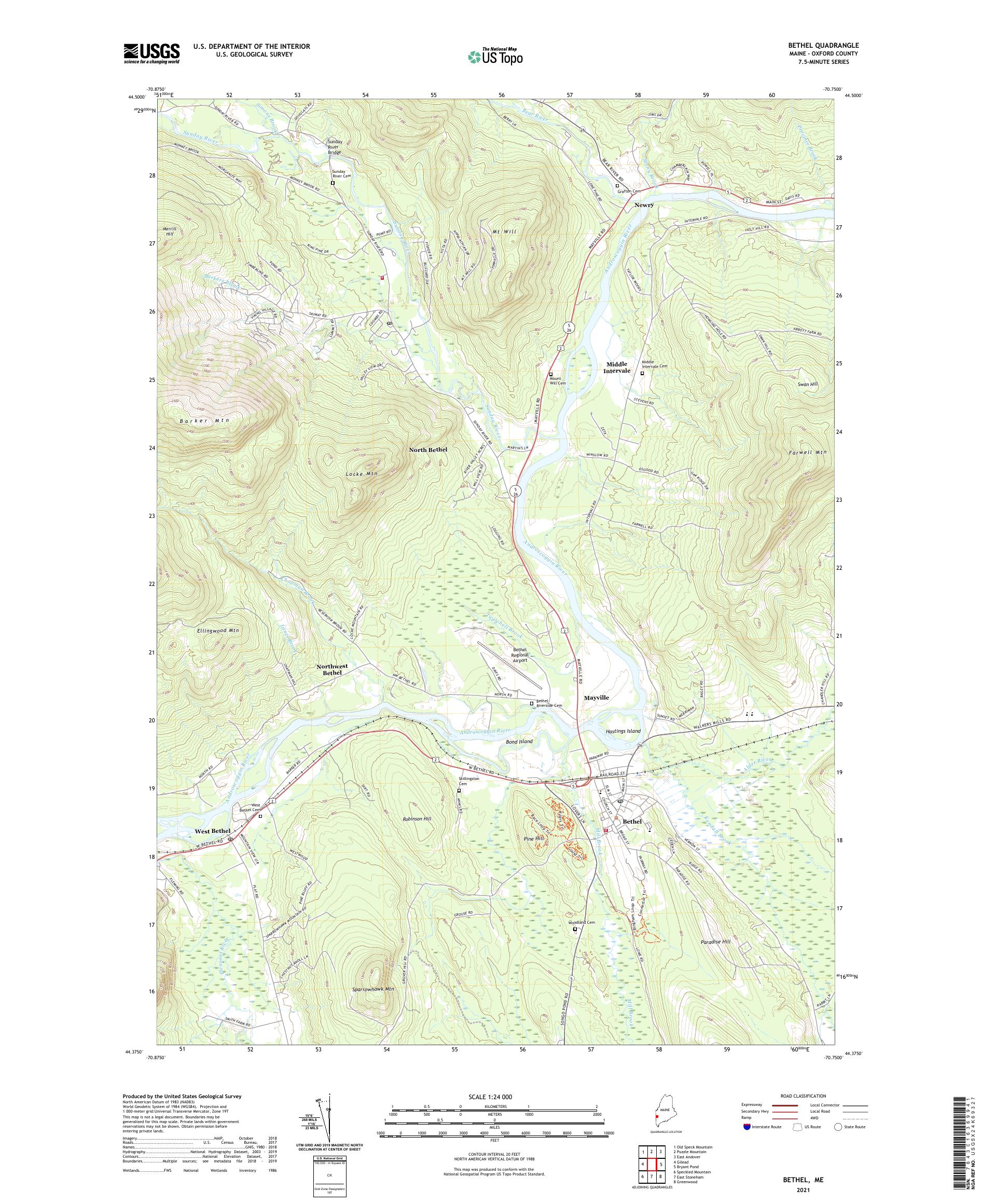 Bethel Maine US Topo Map – MyTopo Map Store
