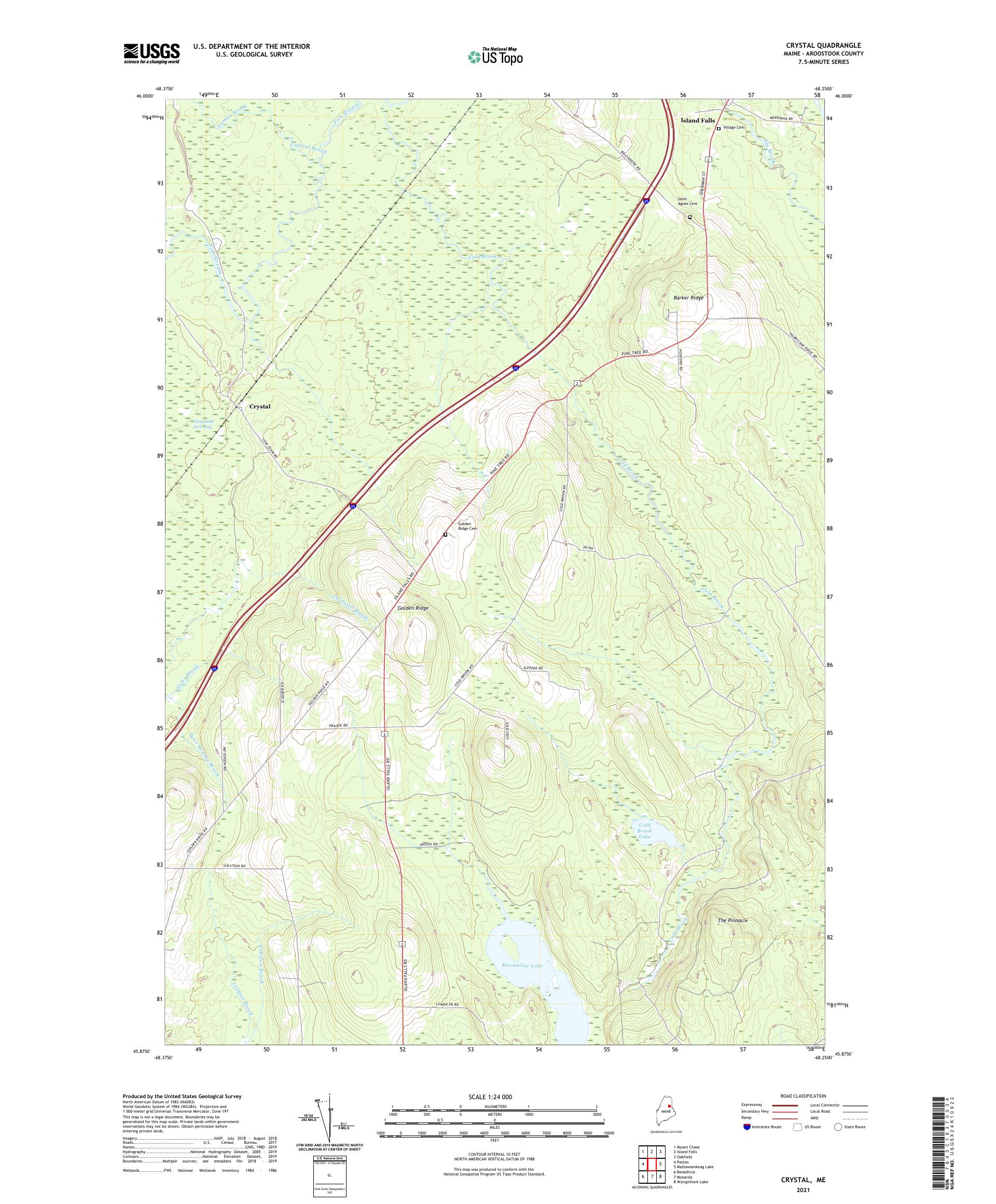 Crystal Maine US Topo Map – MyTopo Map Store