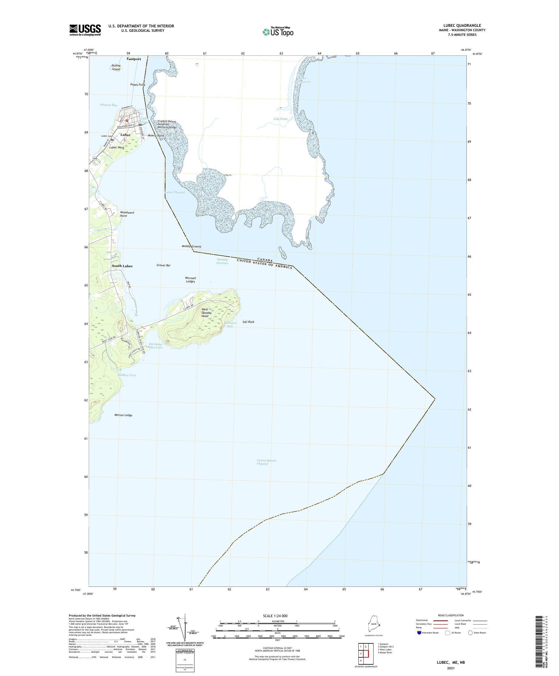 Lubec Maine US Topo Map – MyTopo Map Store