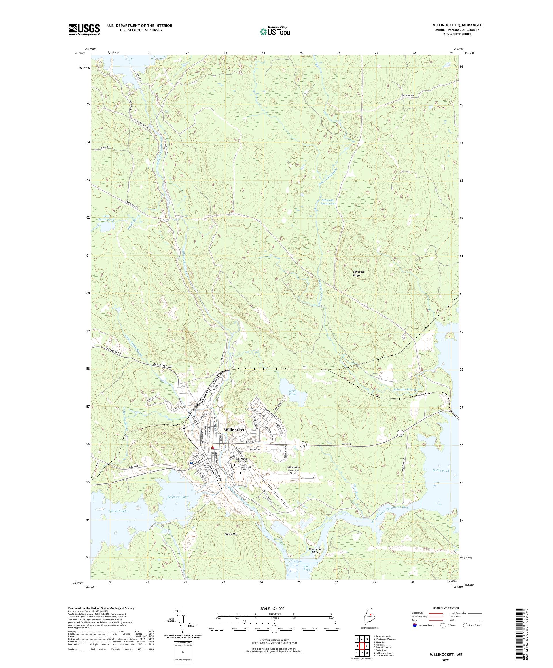 Millinocket Maine US Topo Map – MyTopo Map Store