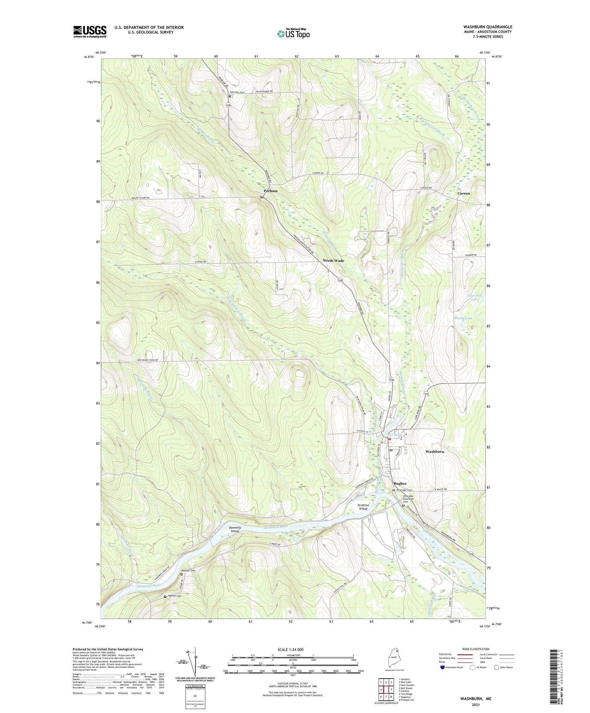 Washburn Maine US Topo Map – MyTopo Map Store