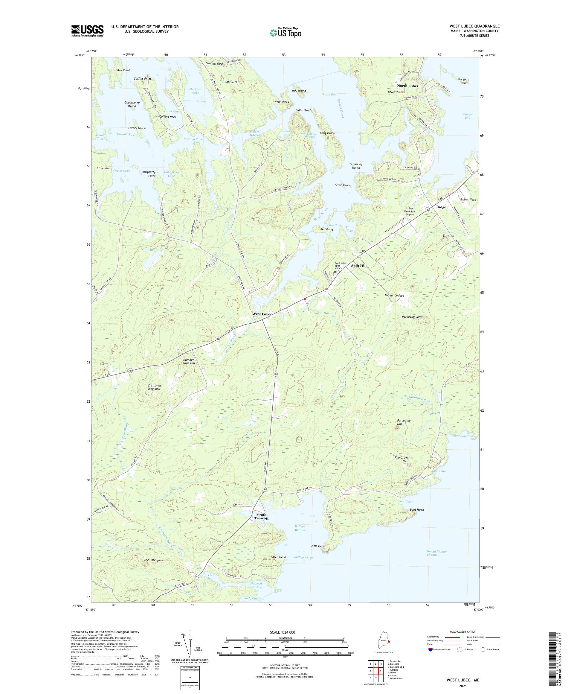 West Lubec Maine US Topo Map – MyTopo Map Store