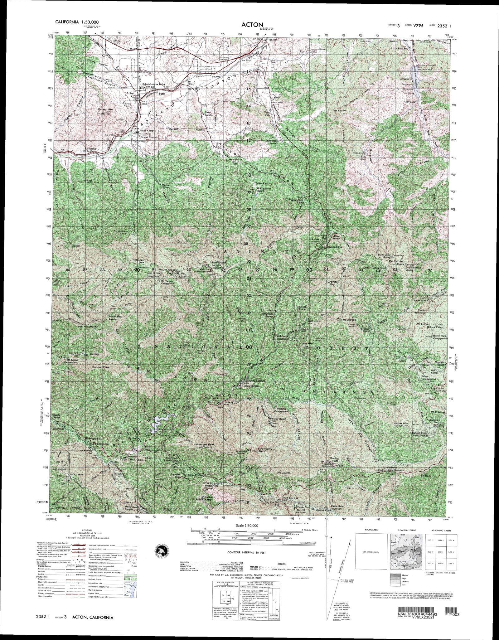 Acton California Military 1:50,000 Map – MyTopo Map Store