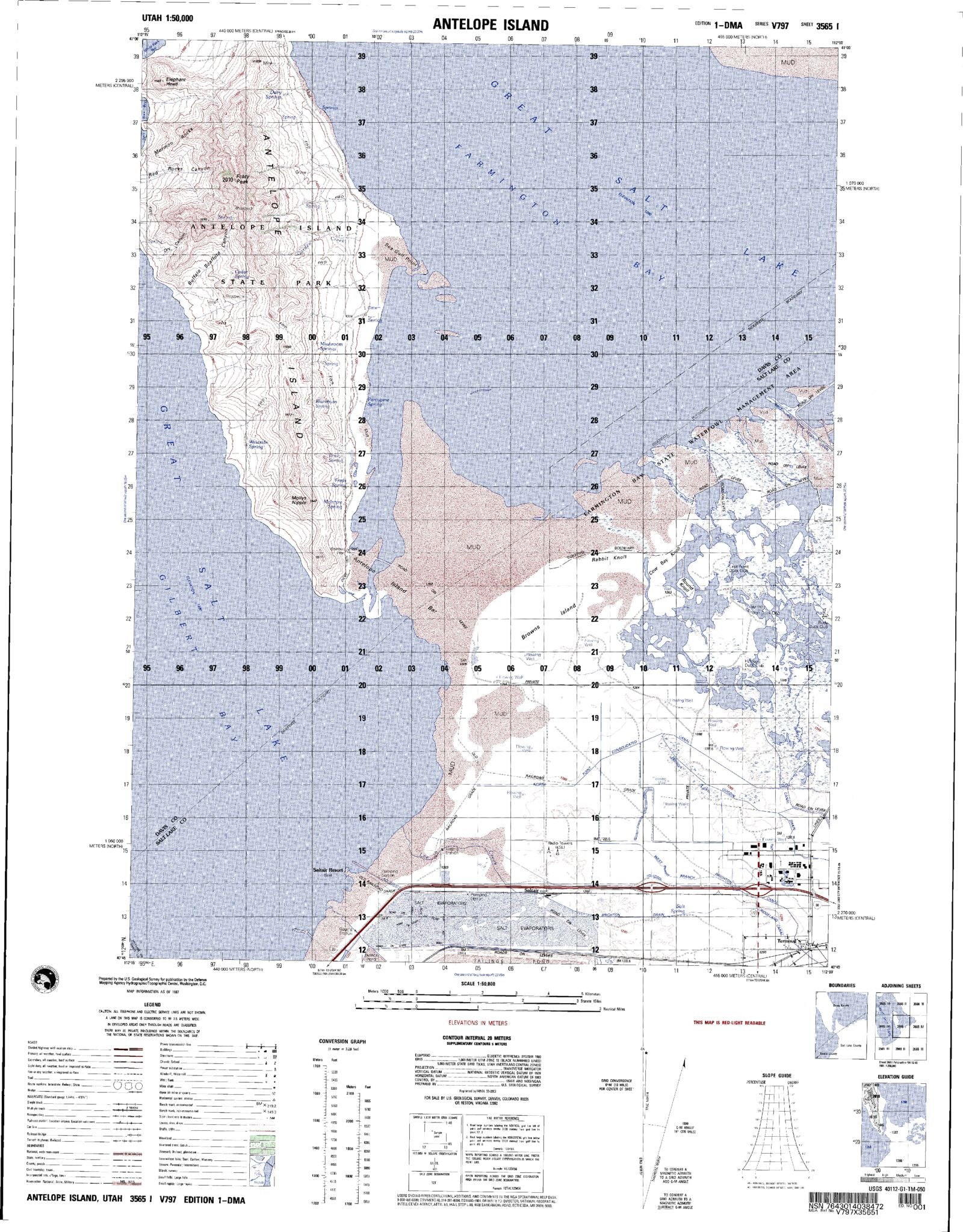 Antelope Island Utah Military 1:50,000 Map – MyTopo Map Store