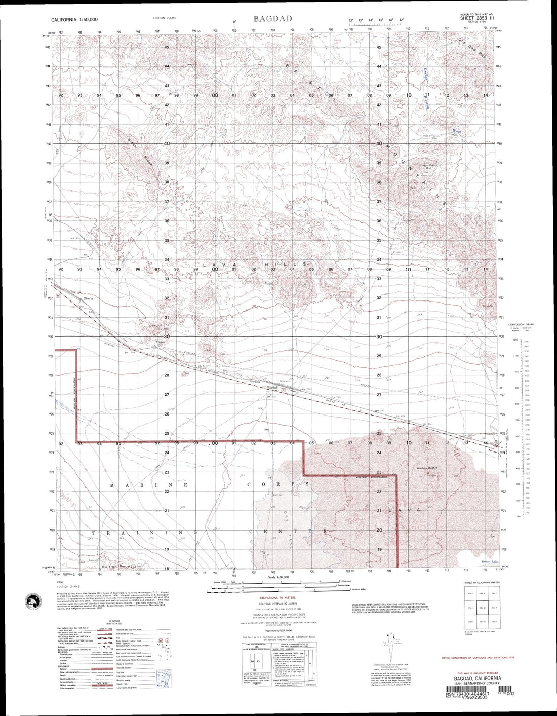 Bagdad California Military 1:50,000 Map – MyTopo Map Store