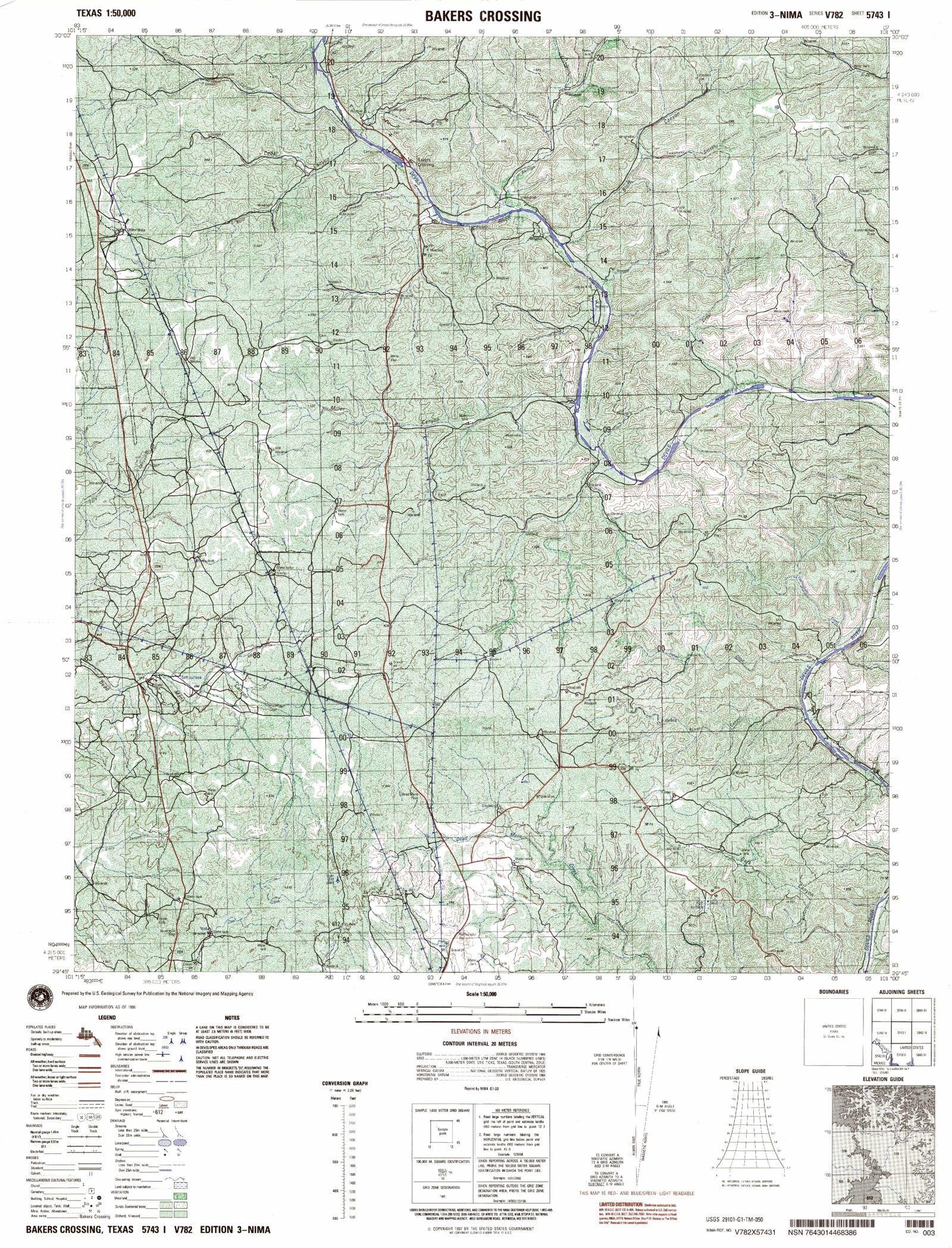 Bakers Crossing Texas Military 1:50,000 Map – MyTopo Map Store