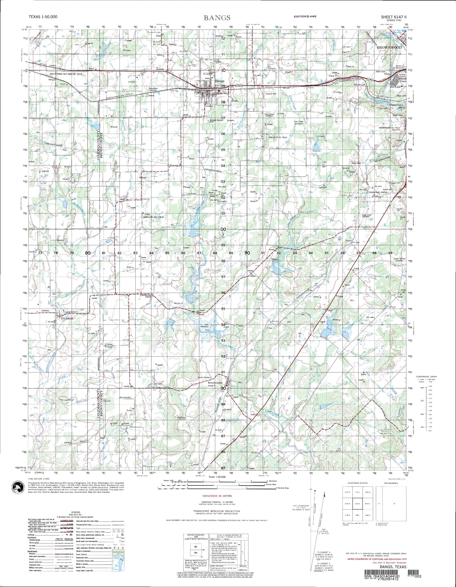 Bangs Texas Military 1:50,000 Map – MyTopo Map Store