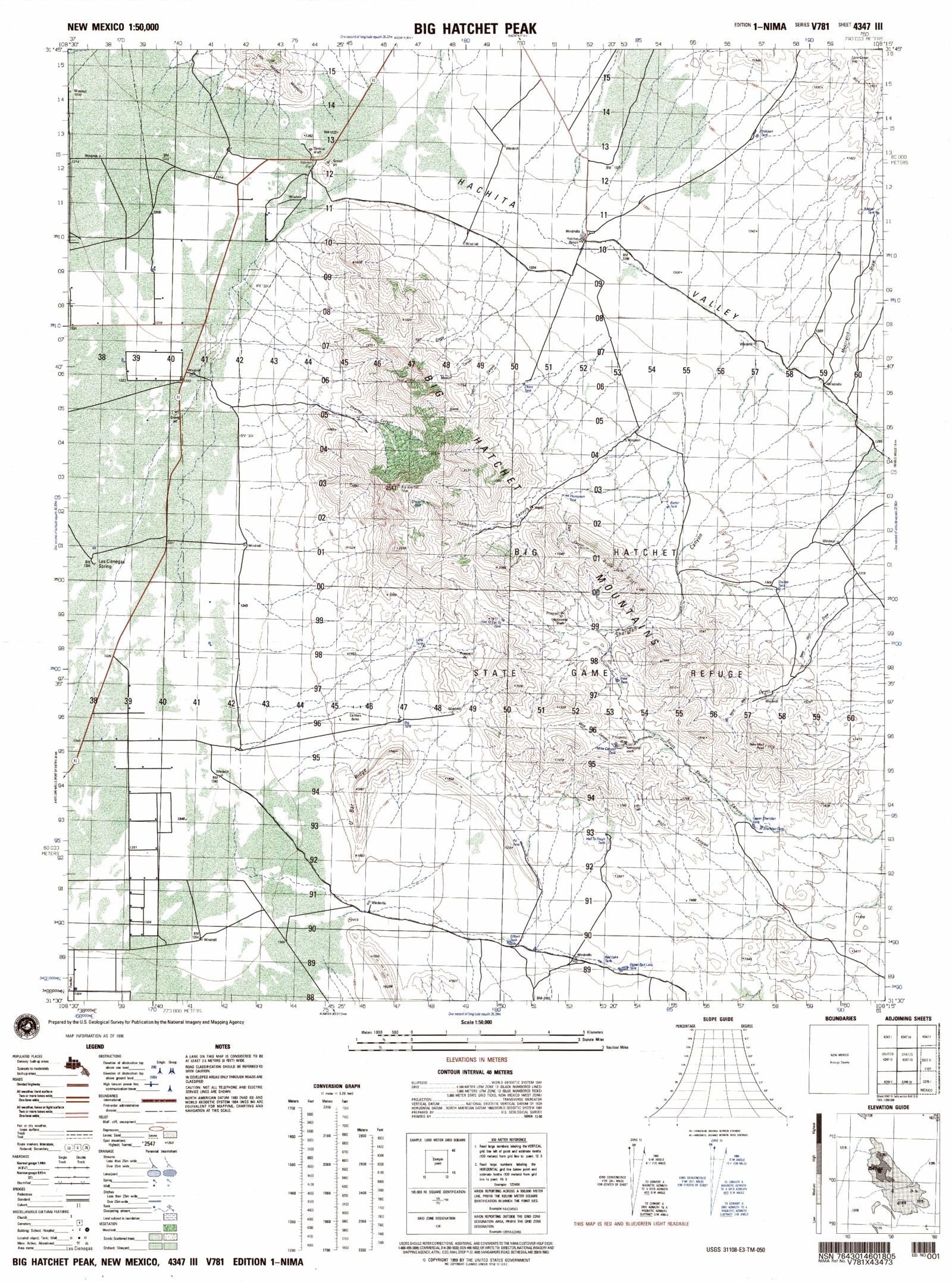Big Hatchet Peak New Mexico Military 1:50,000 Map – MyTopo Map Store