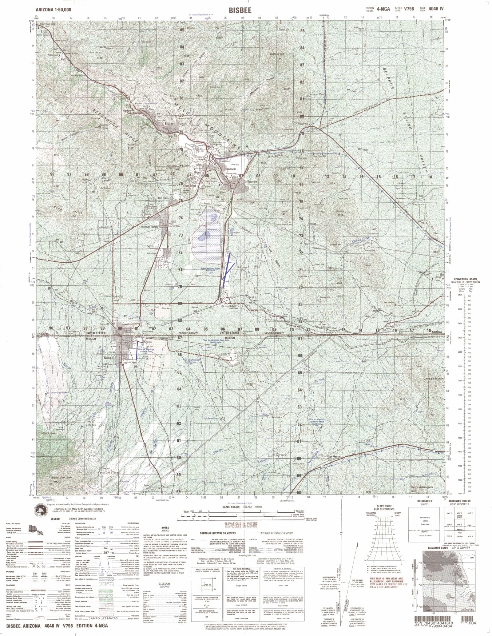 Bisbee Arizona Military 1:50,000 Map – MyTopo Map Store