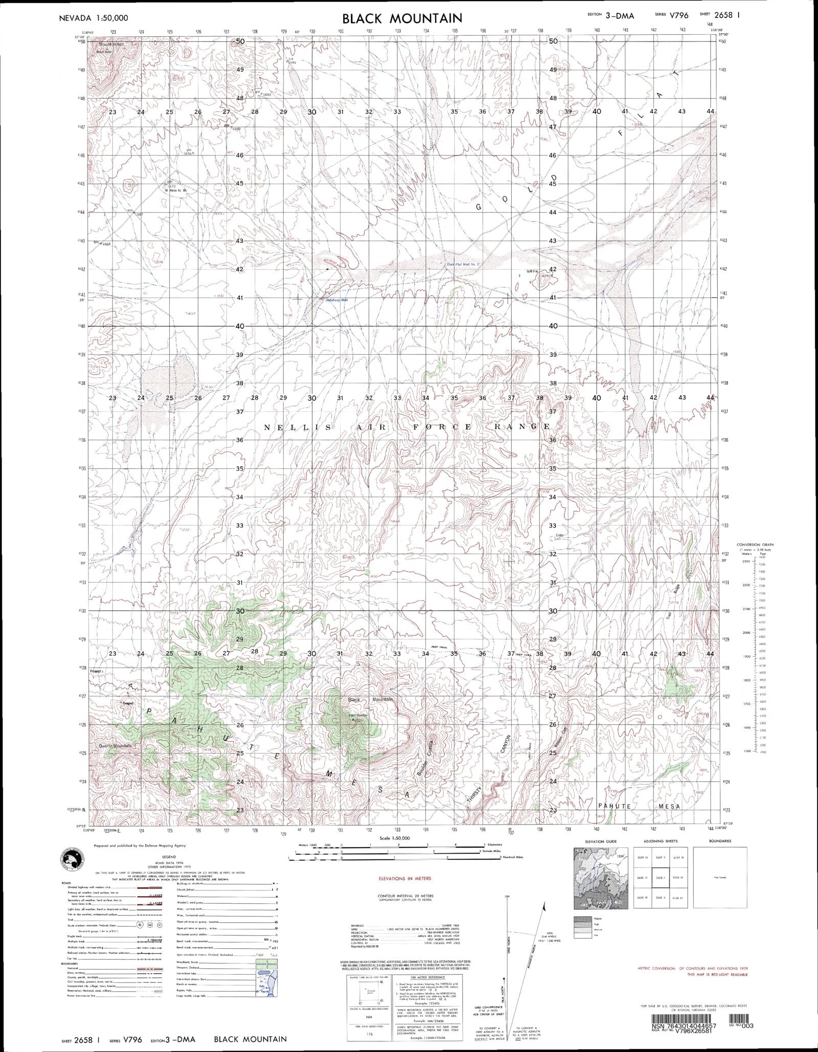 Black Mountain Nevada Military 1:50,000 Map – MyTopo Map Store