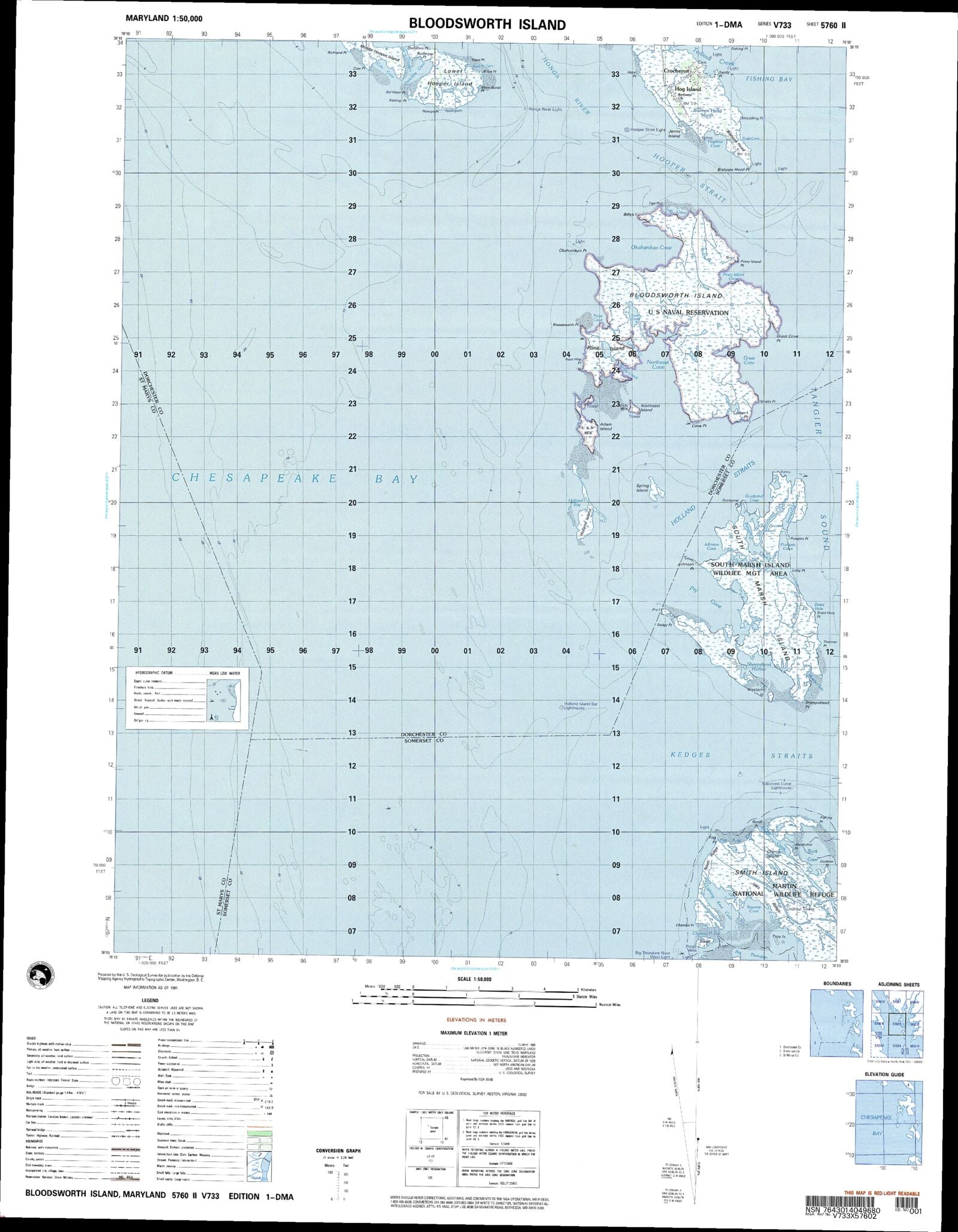 Bloodsworth Island Maryland Military 1:50,000 Map – MyTopo Map Store