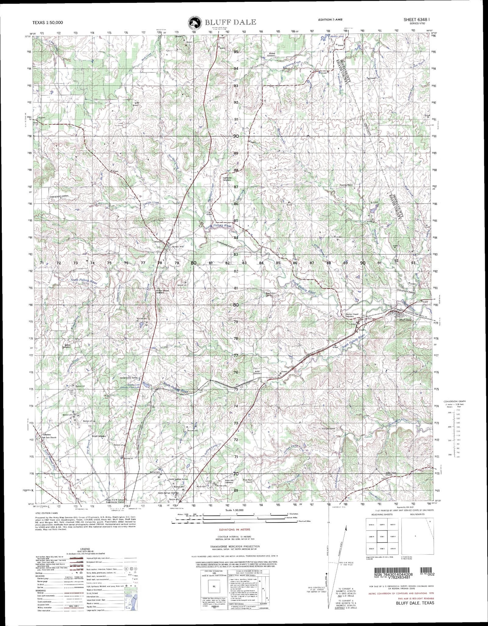 Bluff Dale Texas Military 1:50,000 Map – MyTopo Map Store