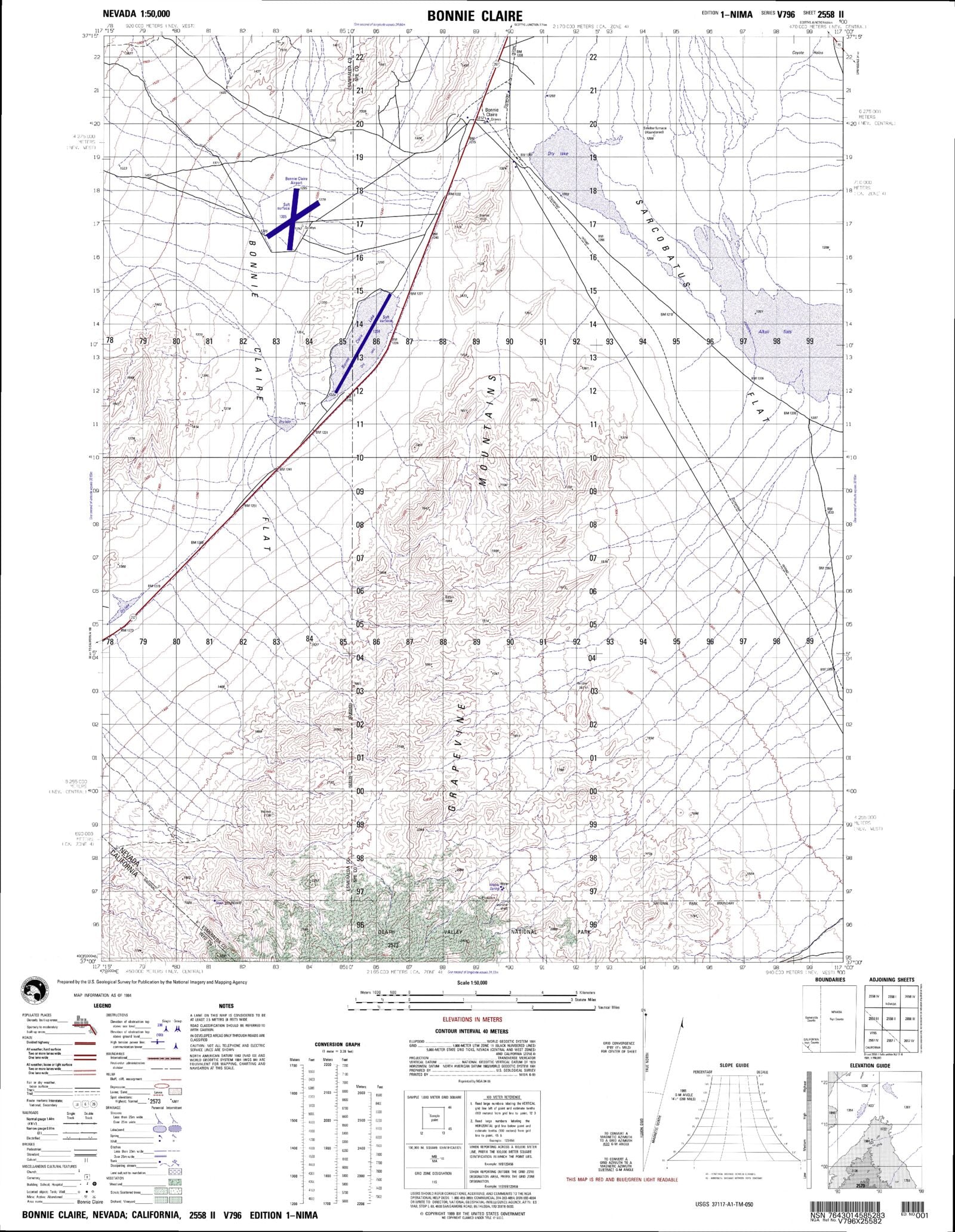 Bonnie Claire Nevada Military 1:50,000 Map – MyTopo Map Store