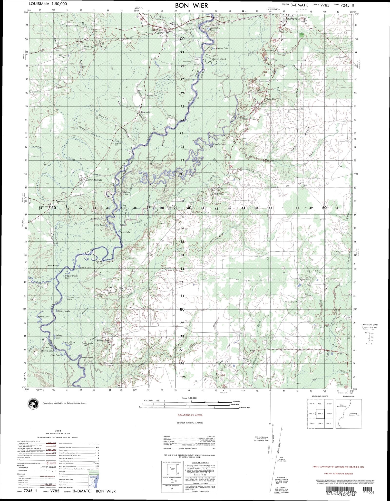 Bon Wier Louisiana Military 1:50,000 Map – MyTopo Map Store