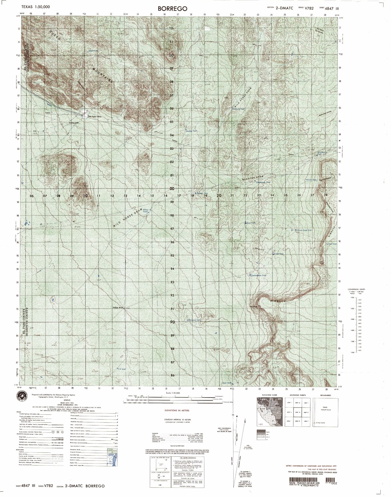 Borrego Texas Military 1:50,000 Map – MyTopo Map Store