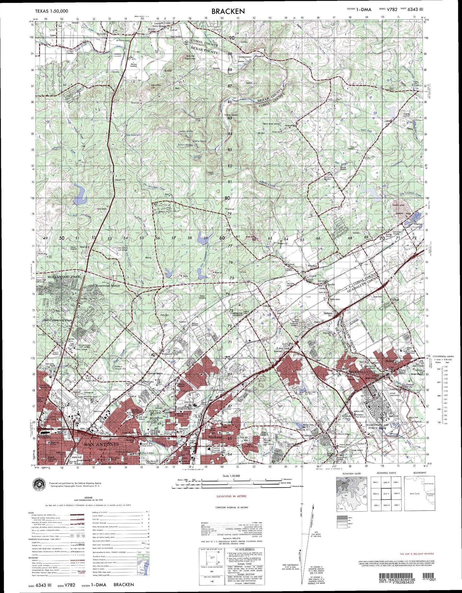 Bracken Texas Military 1:50,000 Map – MyTopo Map Store