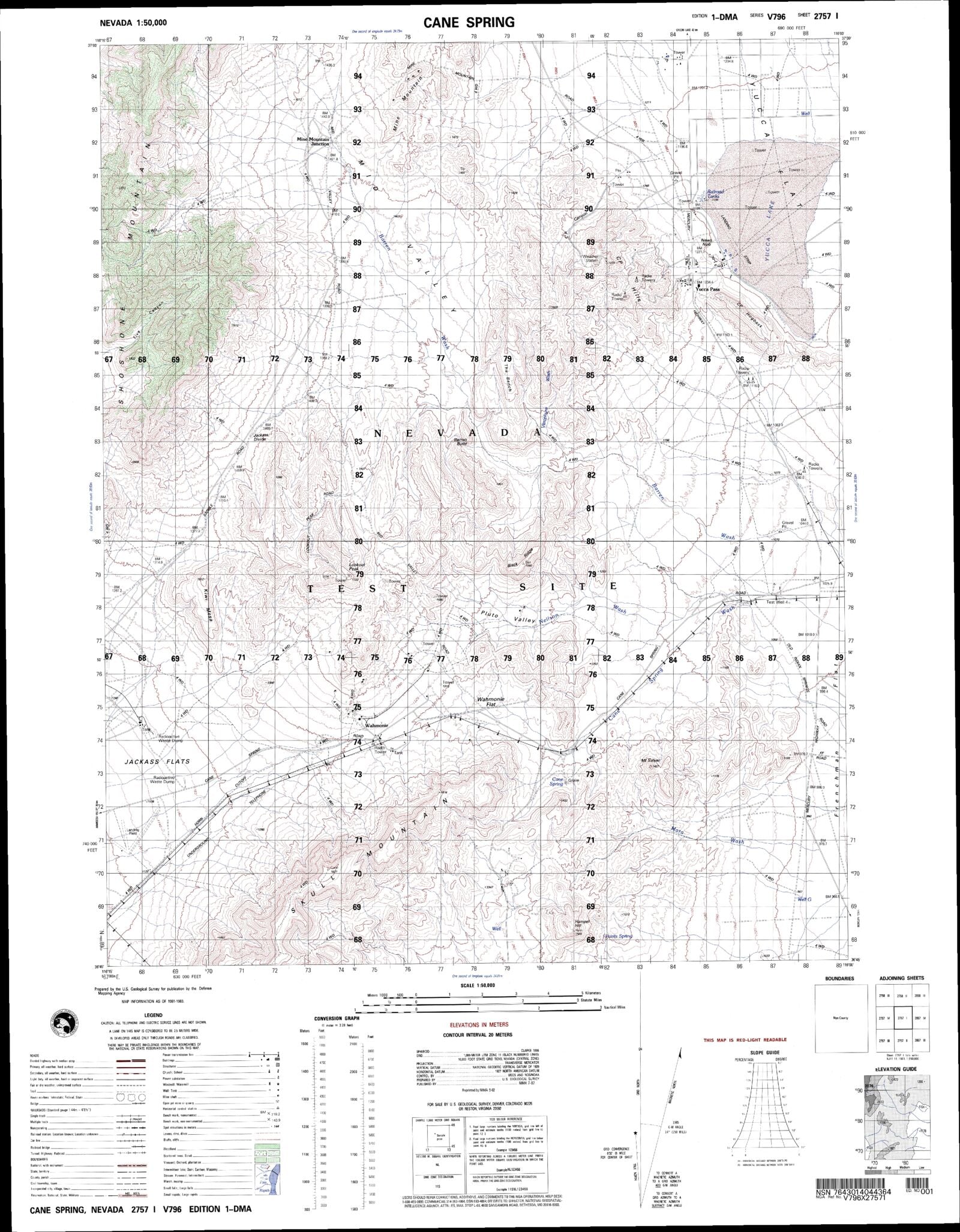 Cane Spring Nevada Military 1:50,000 Map – MyTopo Map Store