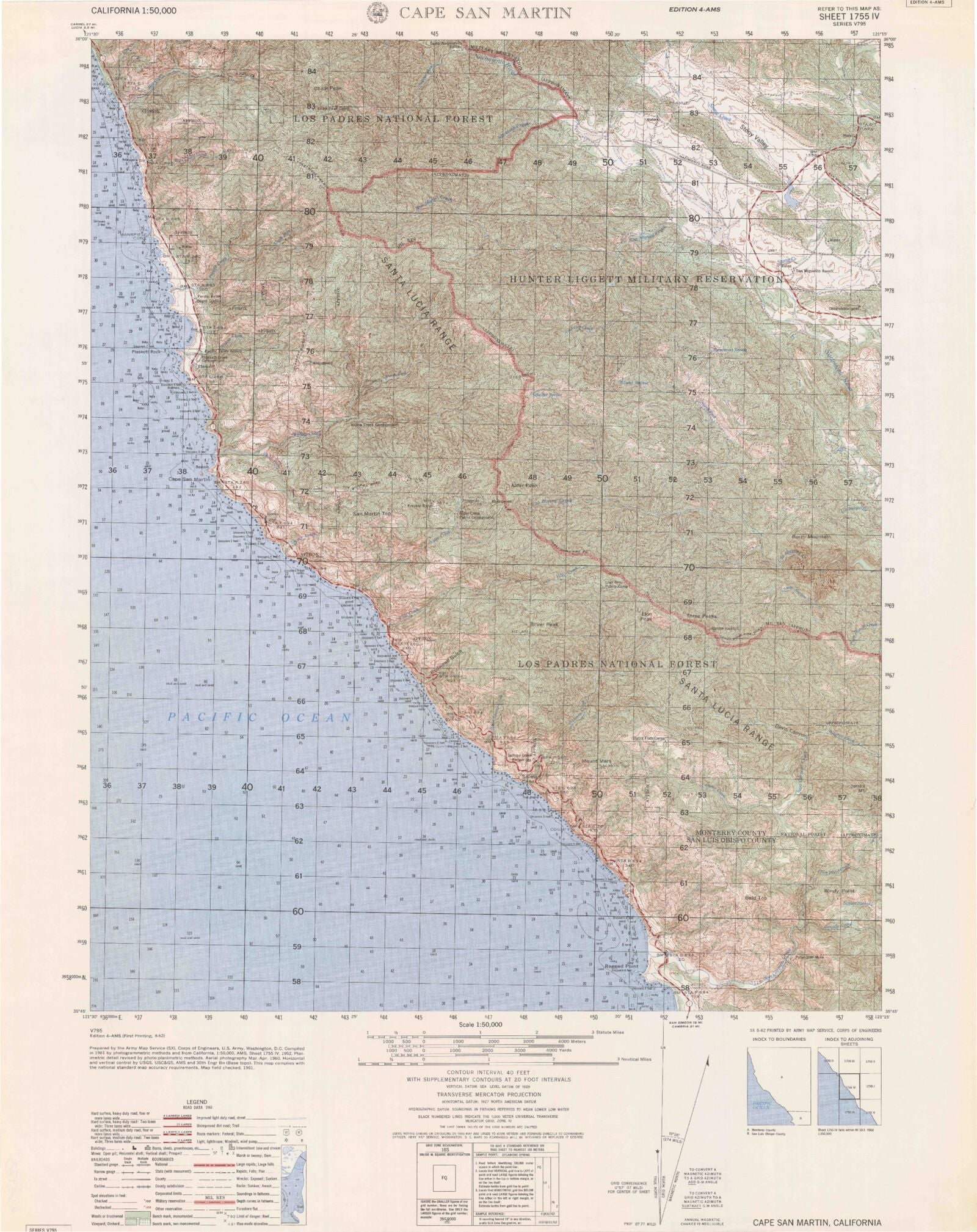 Cape San Martin California Military 1:50,000 Map – MyTopo Map Store
