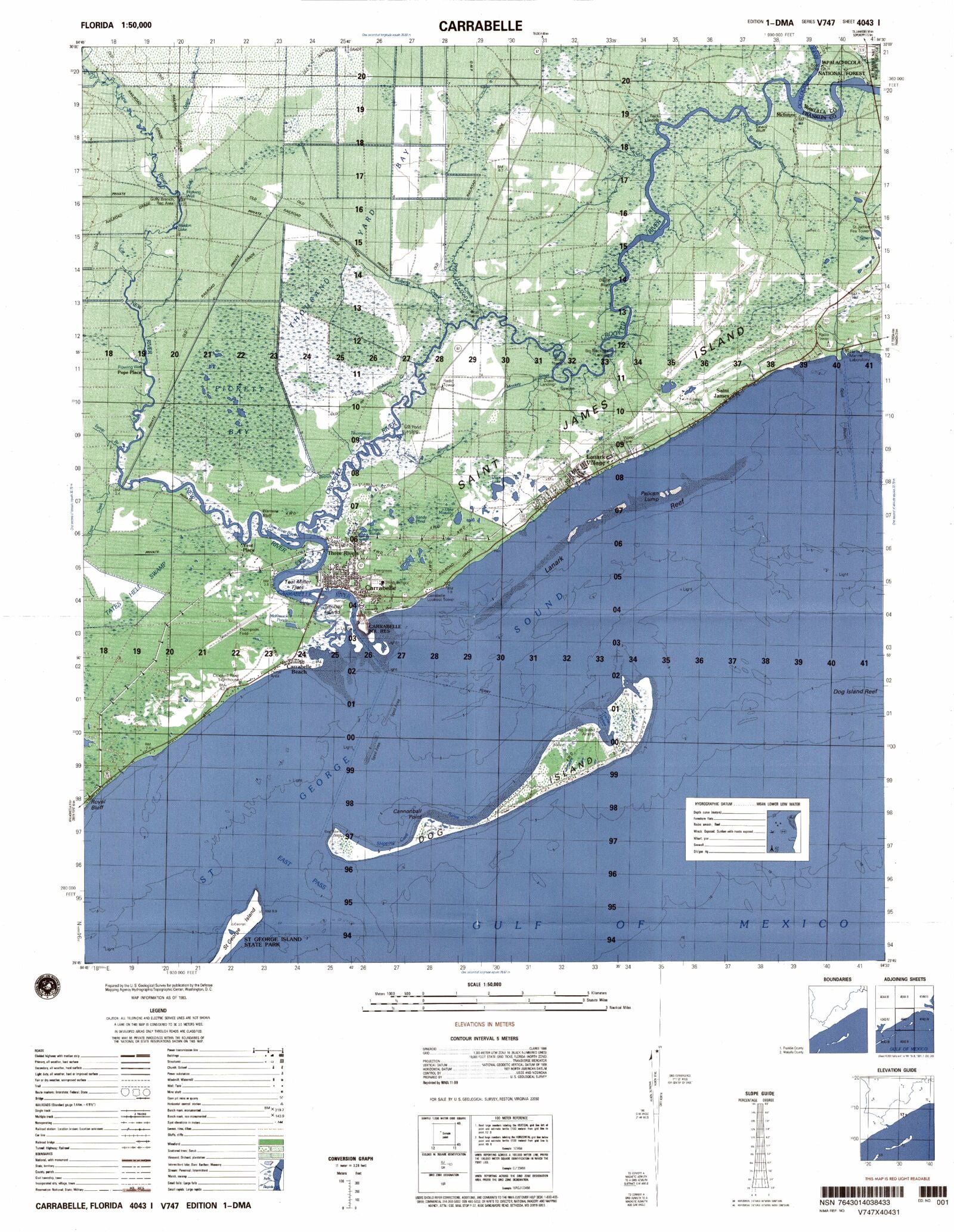 Carrabelle Florida Military 1:50,000 Map – MyTopo Map Store