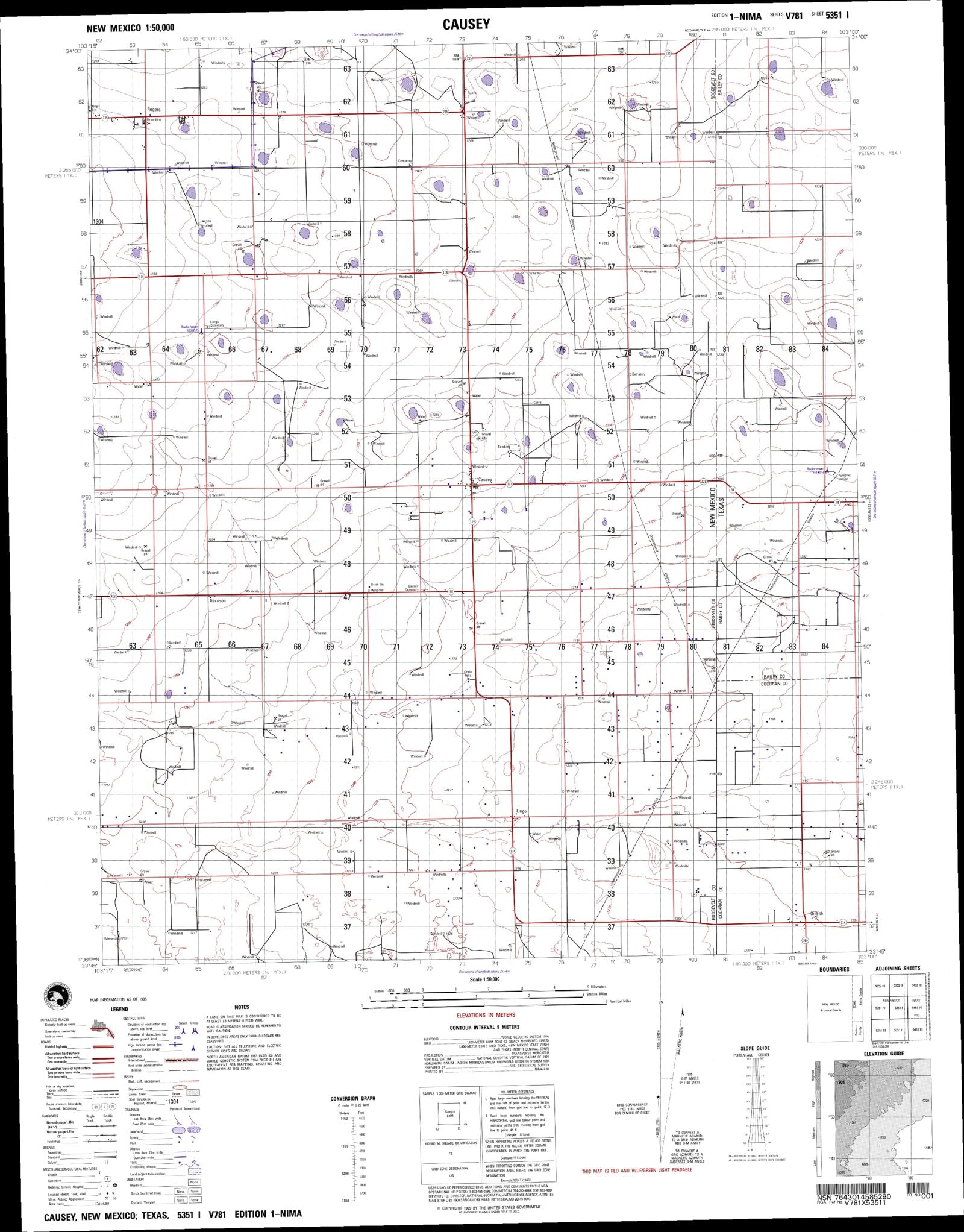 Causey New Mexico Military 1:50,000 Map – MyTopo Map Store