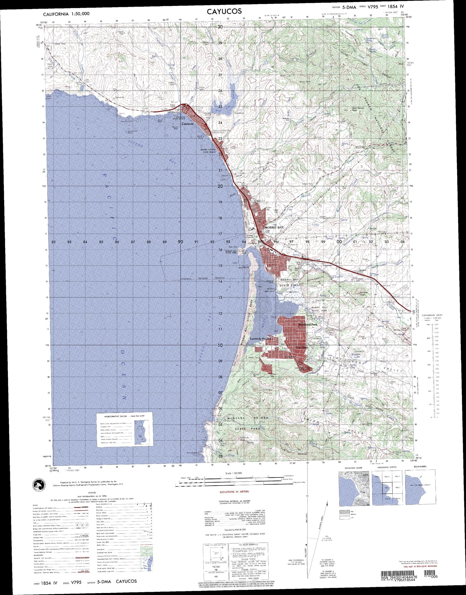 Cayucos California Military 1:50,000 Map – MyTopo Map Store