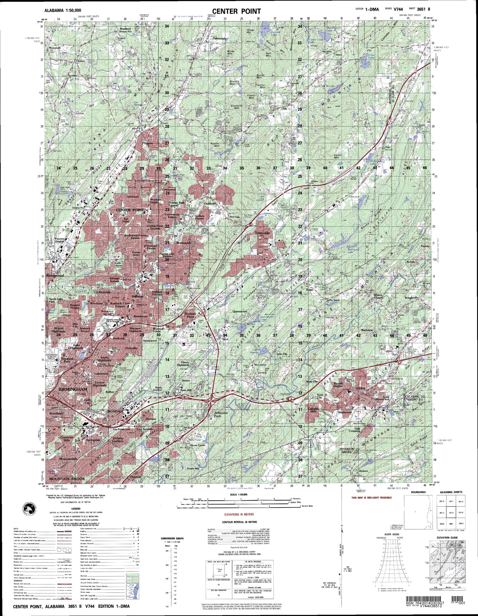 Center Point Alabama Military 1:50,000 Map – MyTopo Map Store
