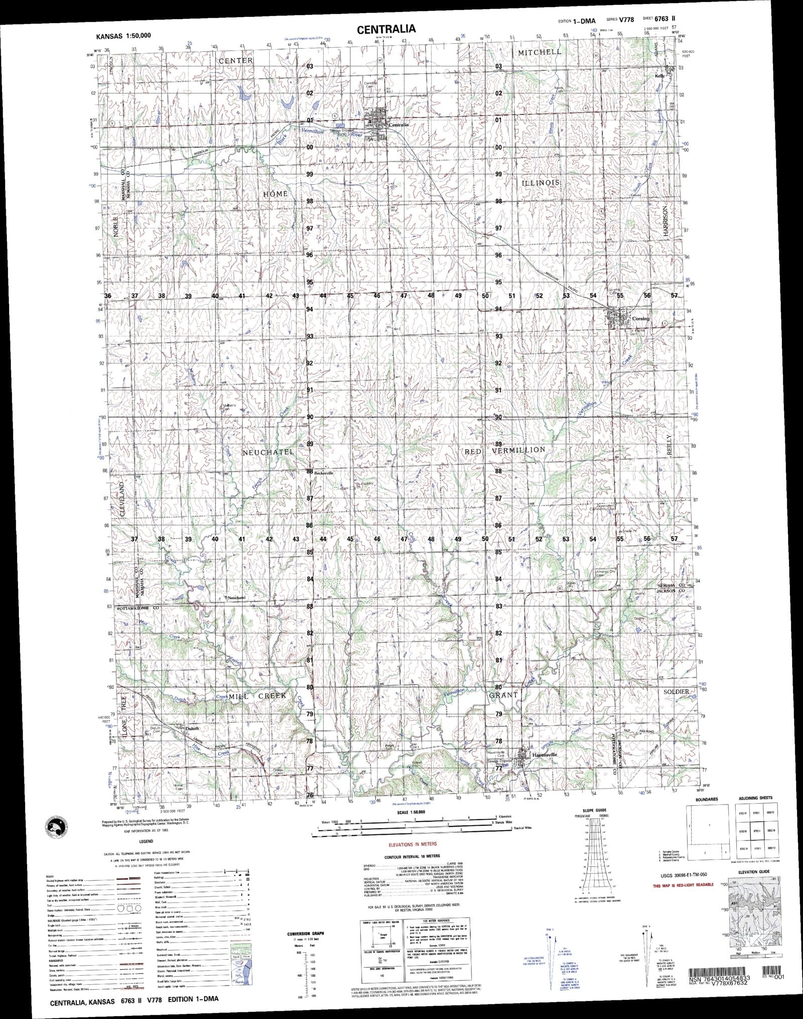 Centralia Kansas Military 1:50,000 Map – MyTopo Map Store