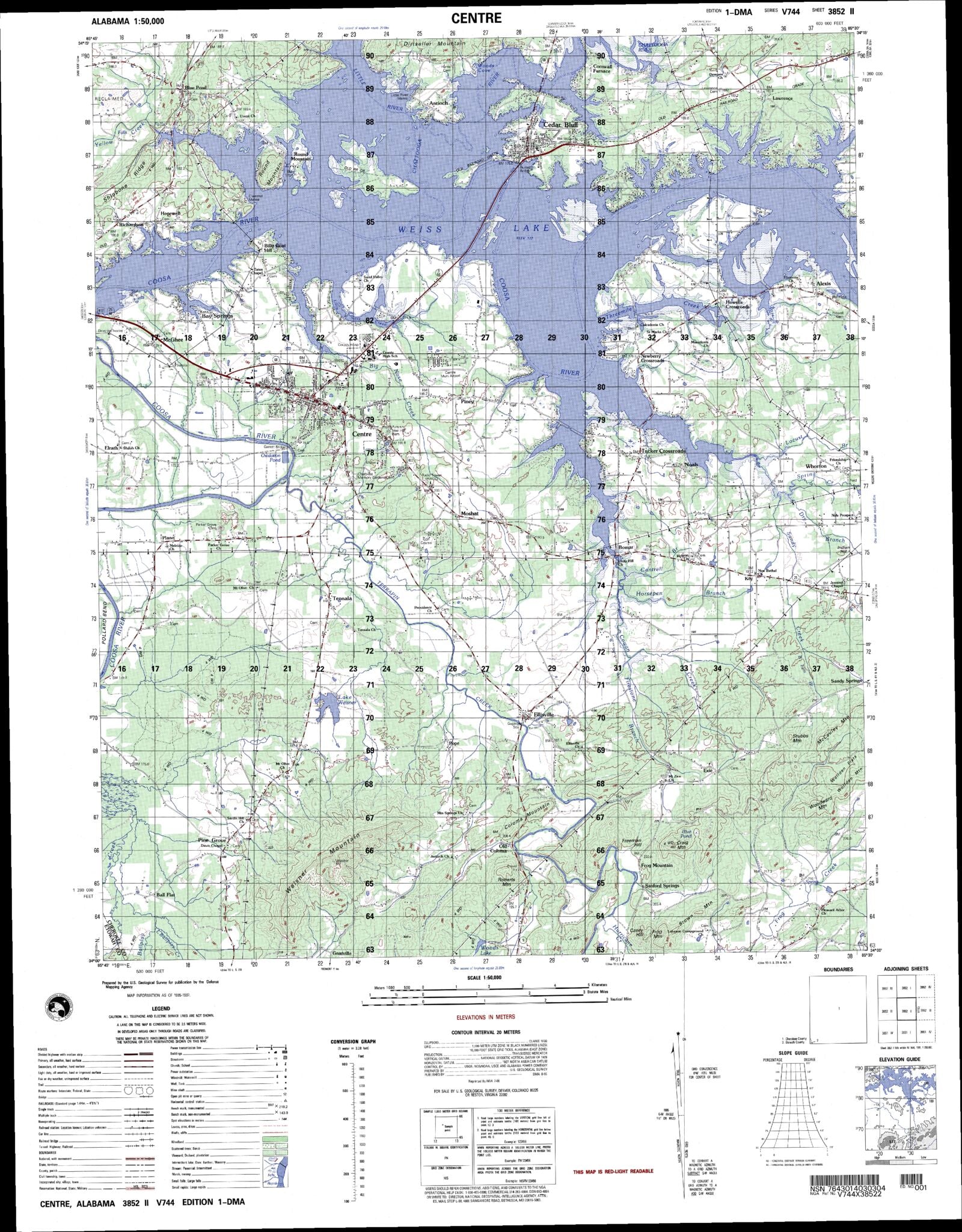 Centre Alabama Military 1:50,000 Map – MyTopo Map Store