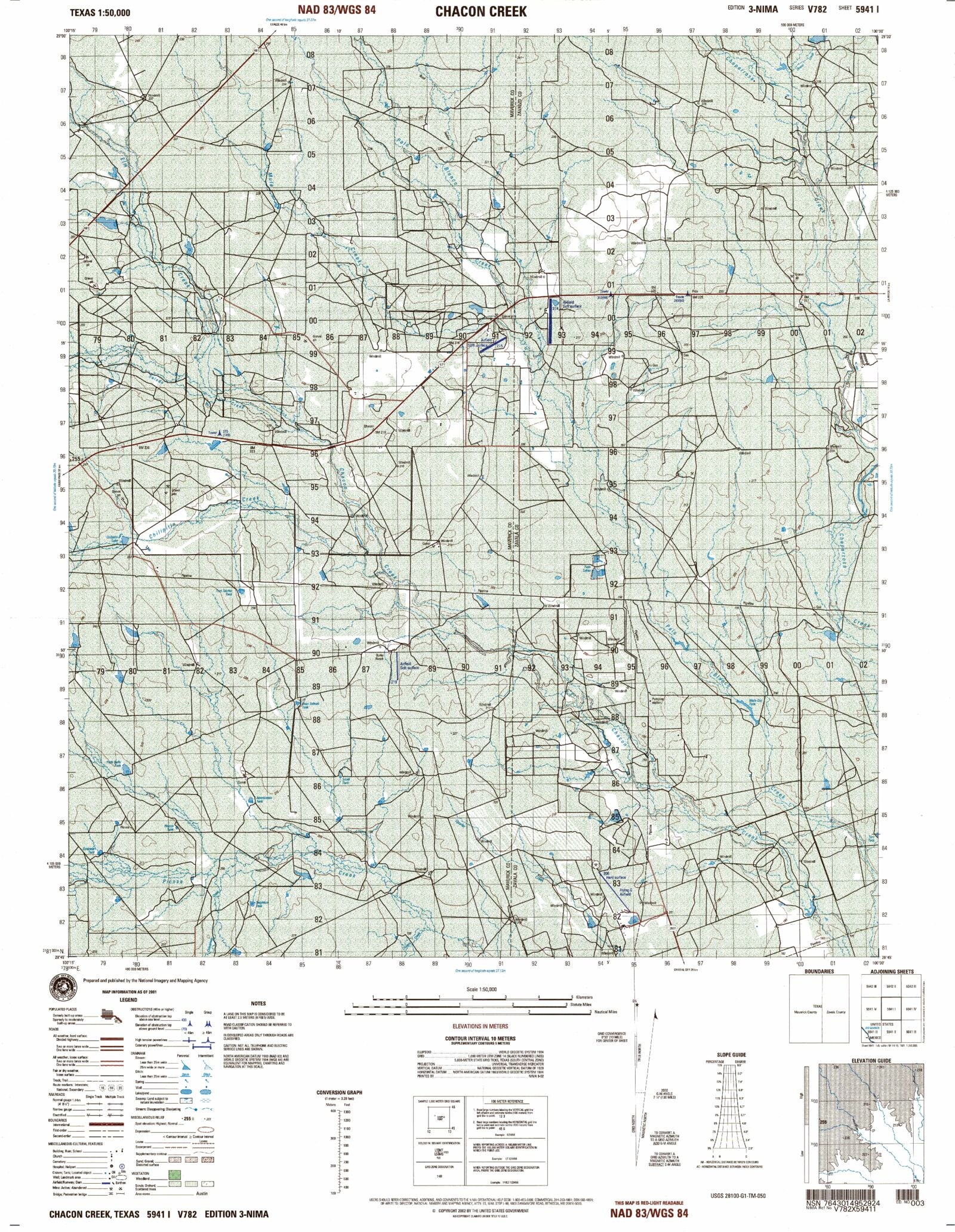 Chacon Creek Texas Military 1:50,000 Map – MyTopo Map Store