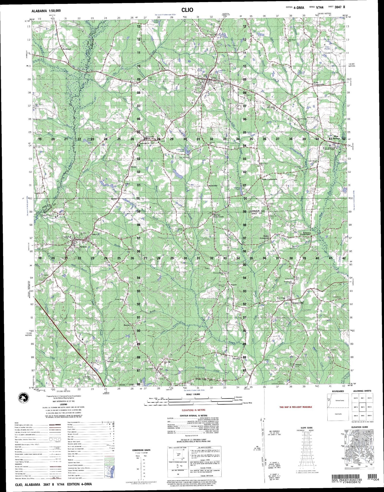 Clio Alabama Military 1:50,000 Map – MyTopo Map Store