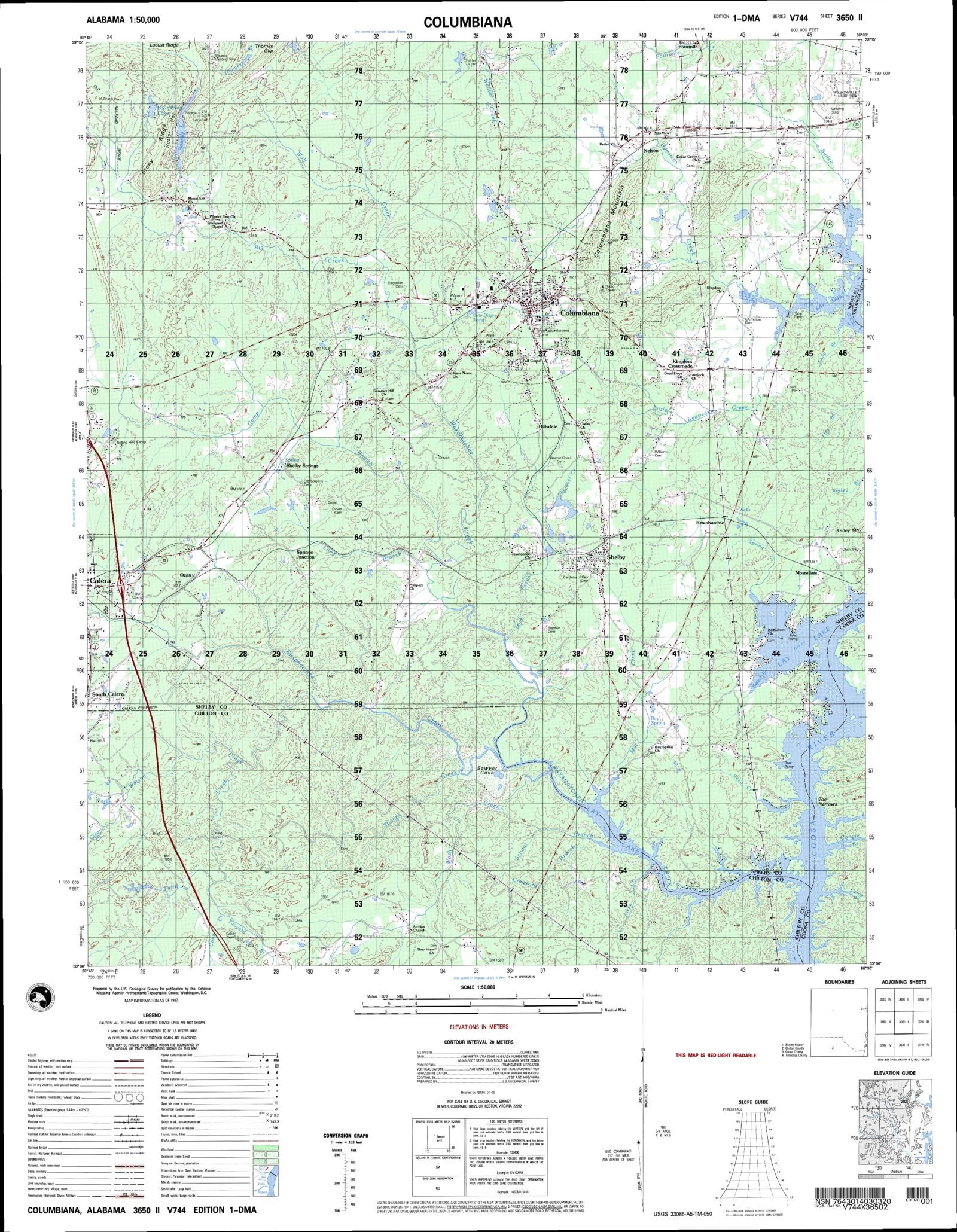 Columbiana Alabama Military 1:50,000 Map – MyTopo Map Store