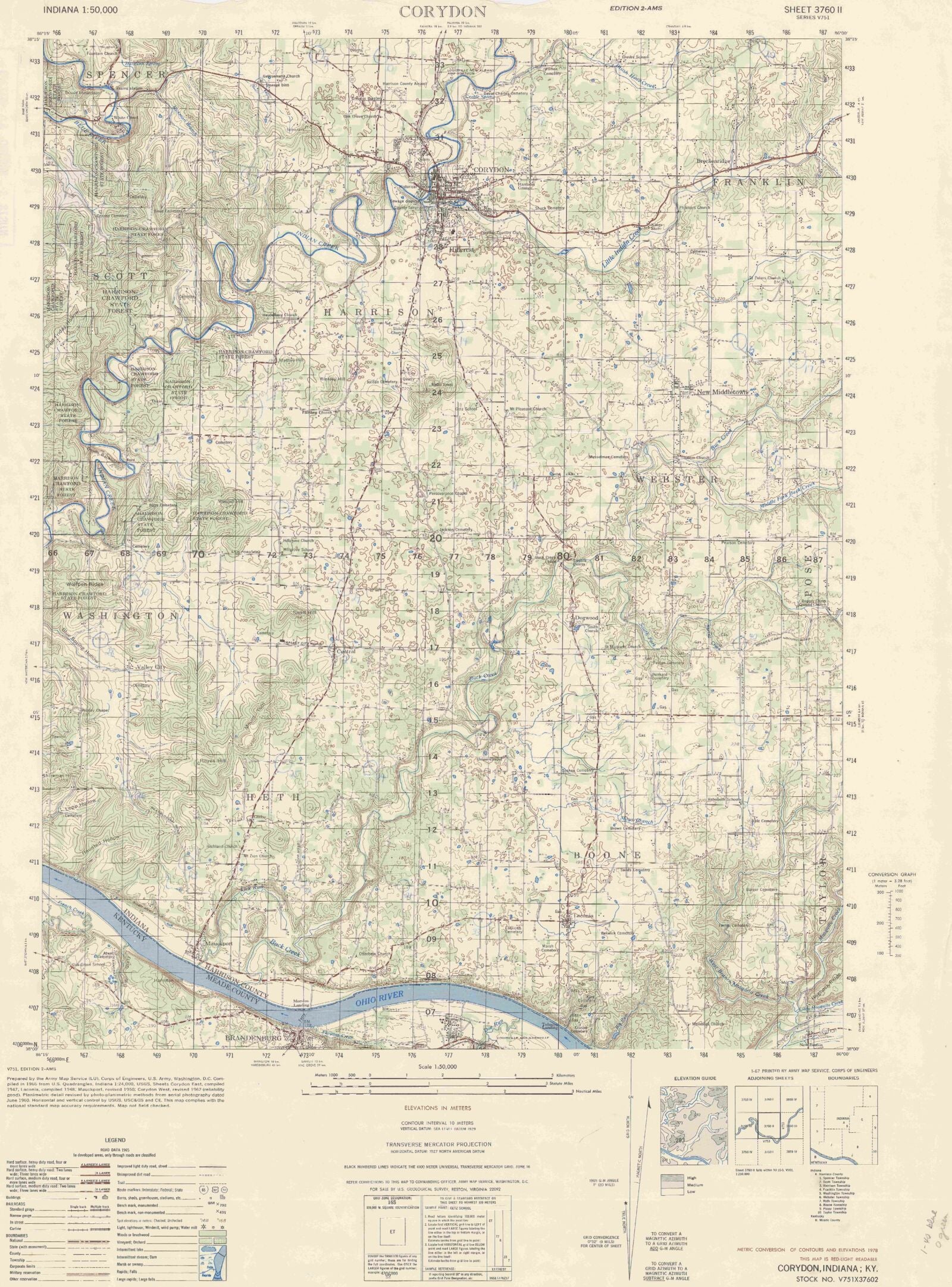 Corydon Indiana Military 1:50,000 Map – MyTopo Map Store