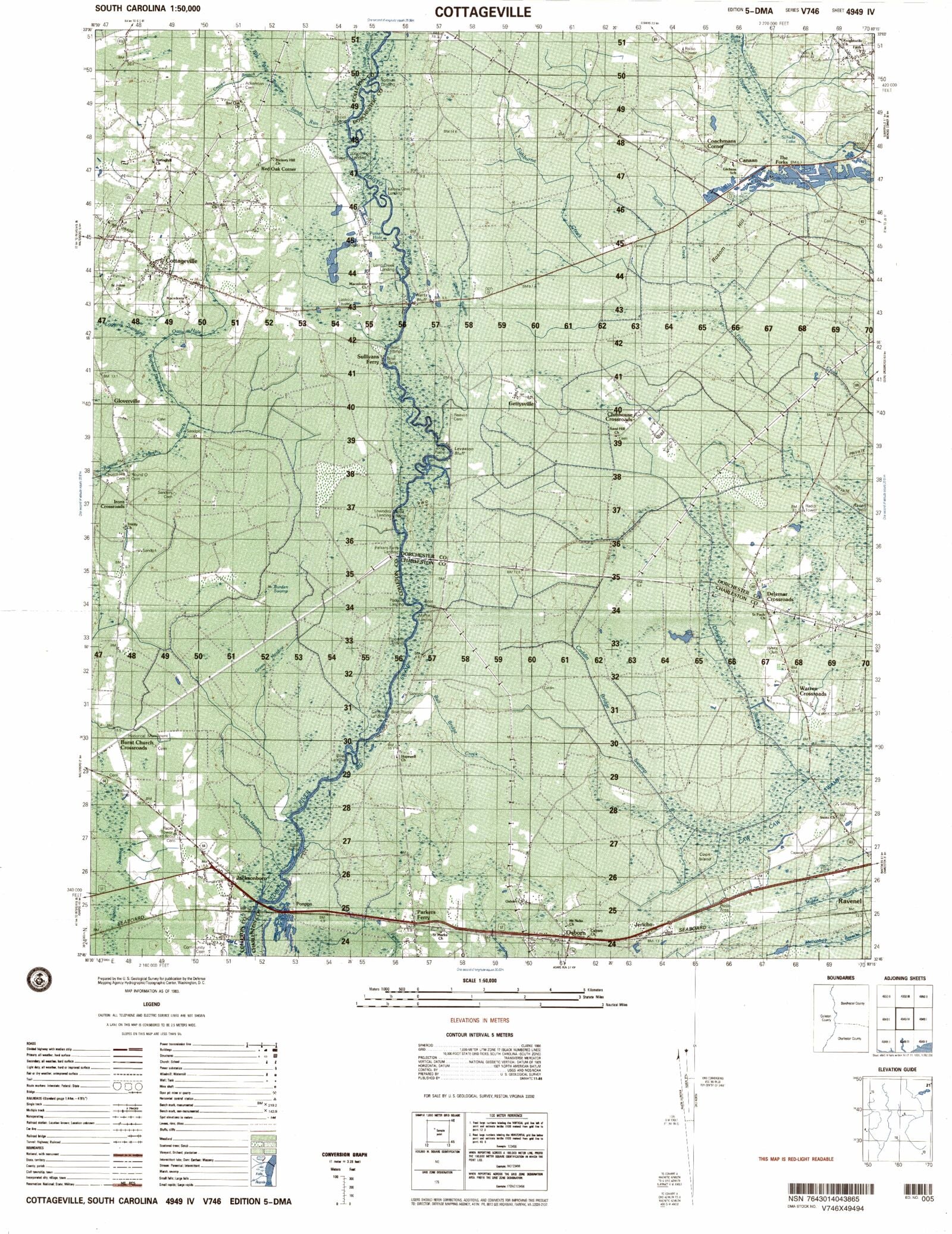 Cottageville South Carolina Military 1:50,000 Map – MyTopo Map Store