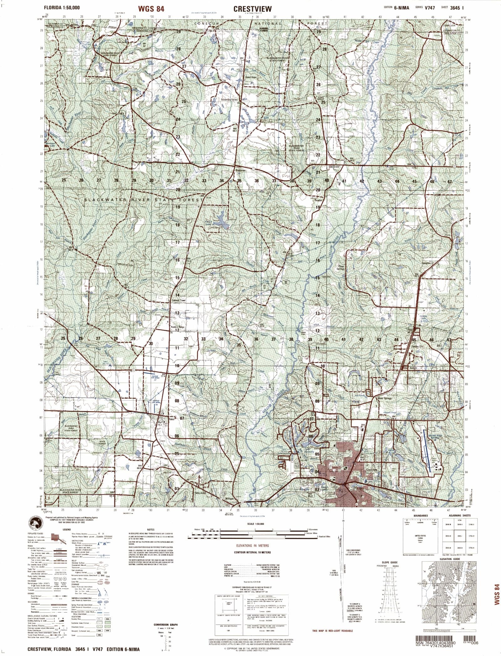 Crestview Florida Military 1:50,000 Map – MyTopo Map Store