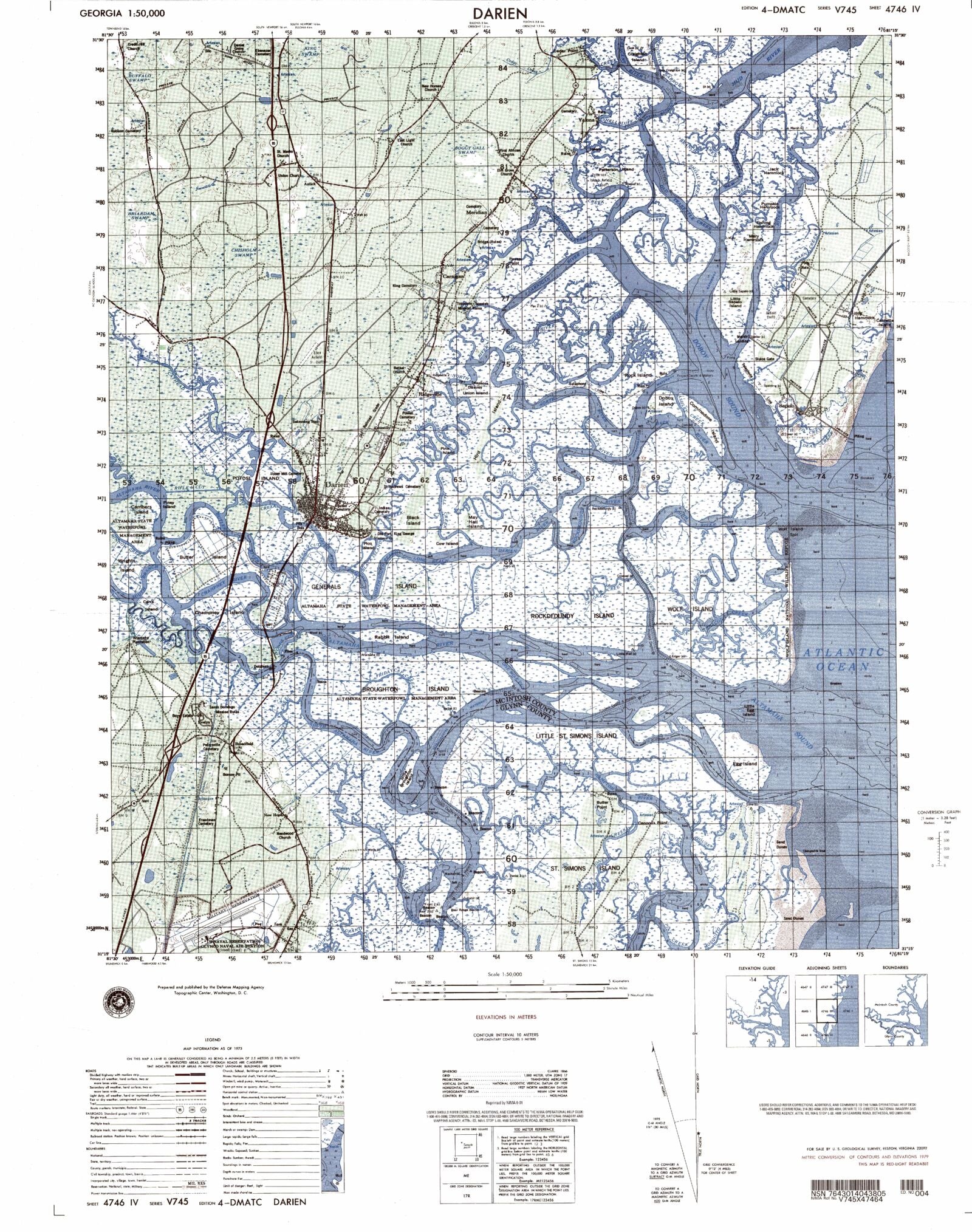 Darien Georgia Military 1:50,000 Map – MyTopo Map Store