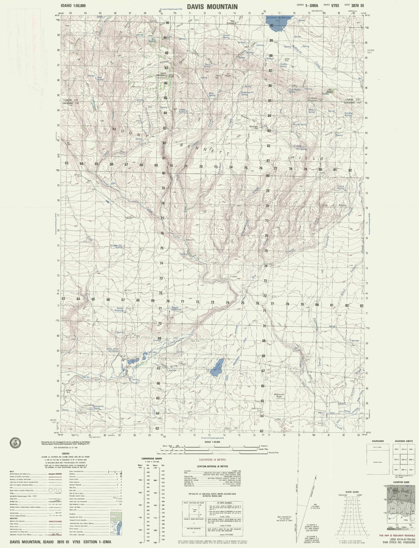 Davis Mountain Idaho Military 1:50,000 Map – MyTopo Map Store