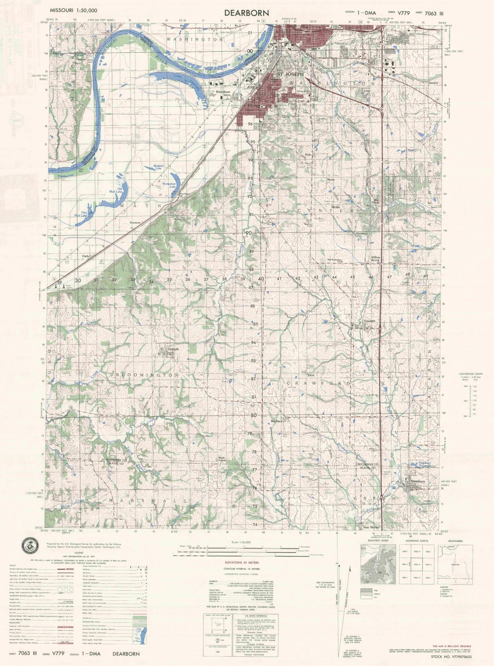 Dearborn Missouri Military 1:50,000 Map – MyTopo Map Store