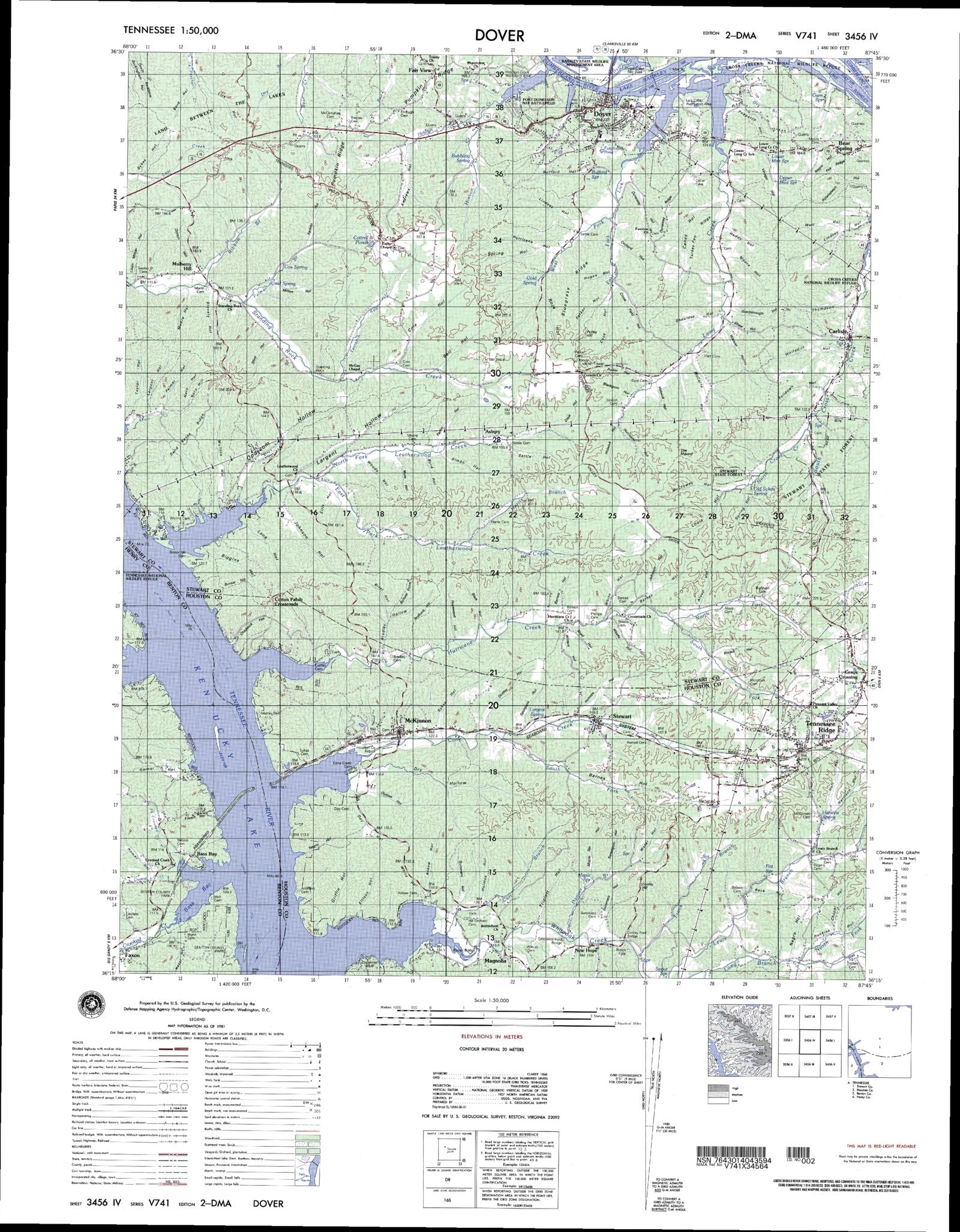 Dover Tennessee Military 1:50,000 Map – MyTopo Map Store