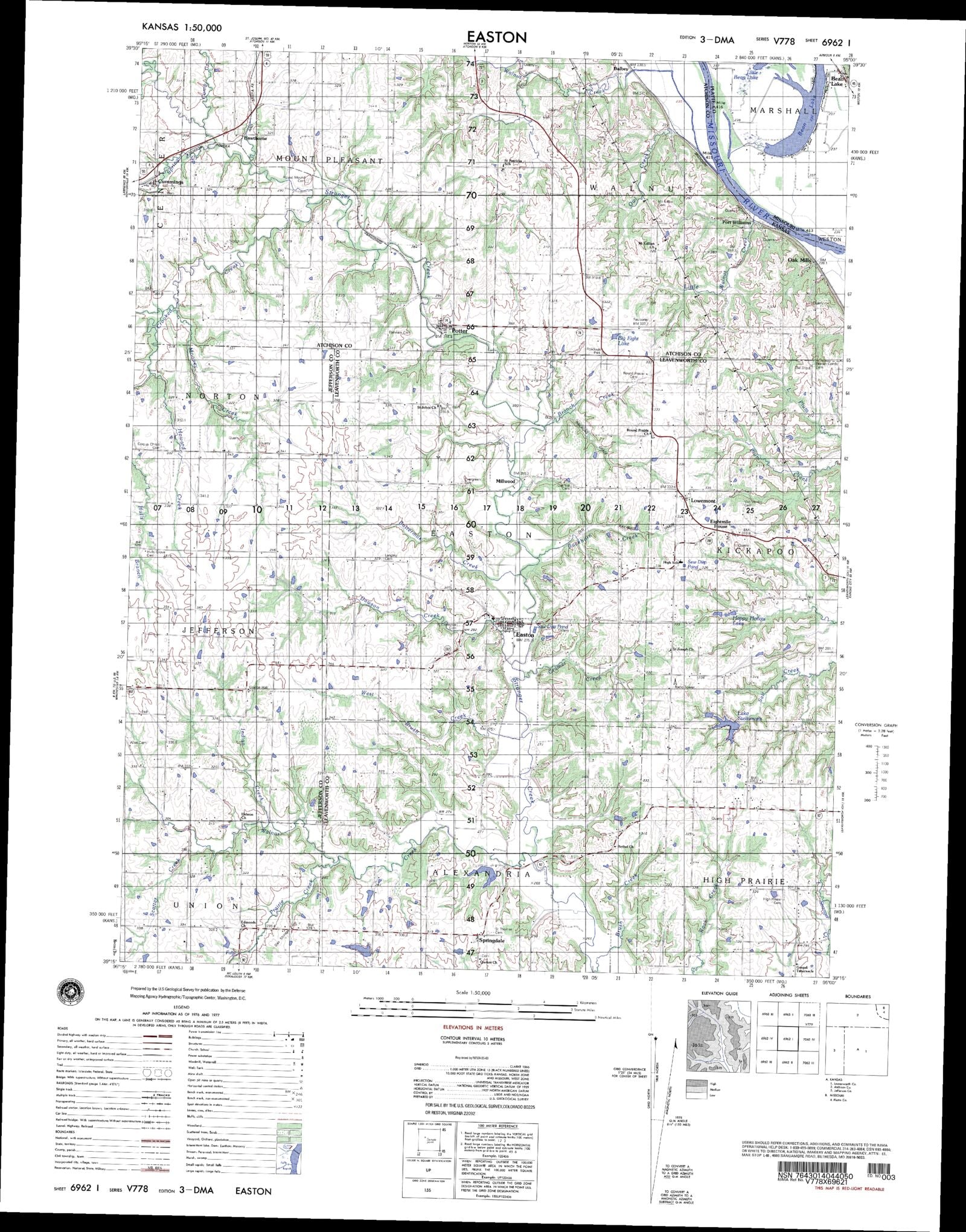 Easton Kansas Military 1:50,000 Map – MyTopo Map Store