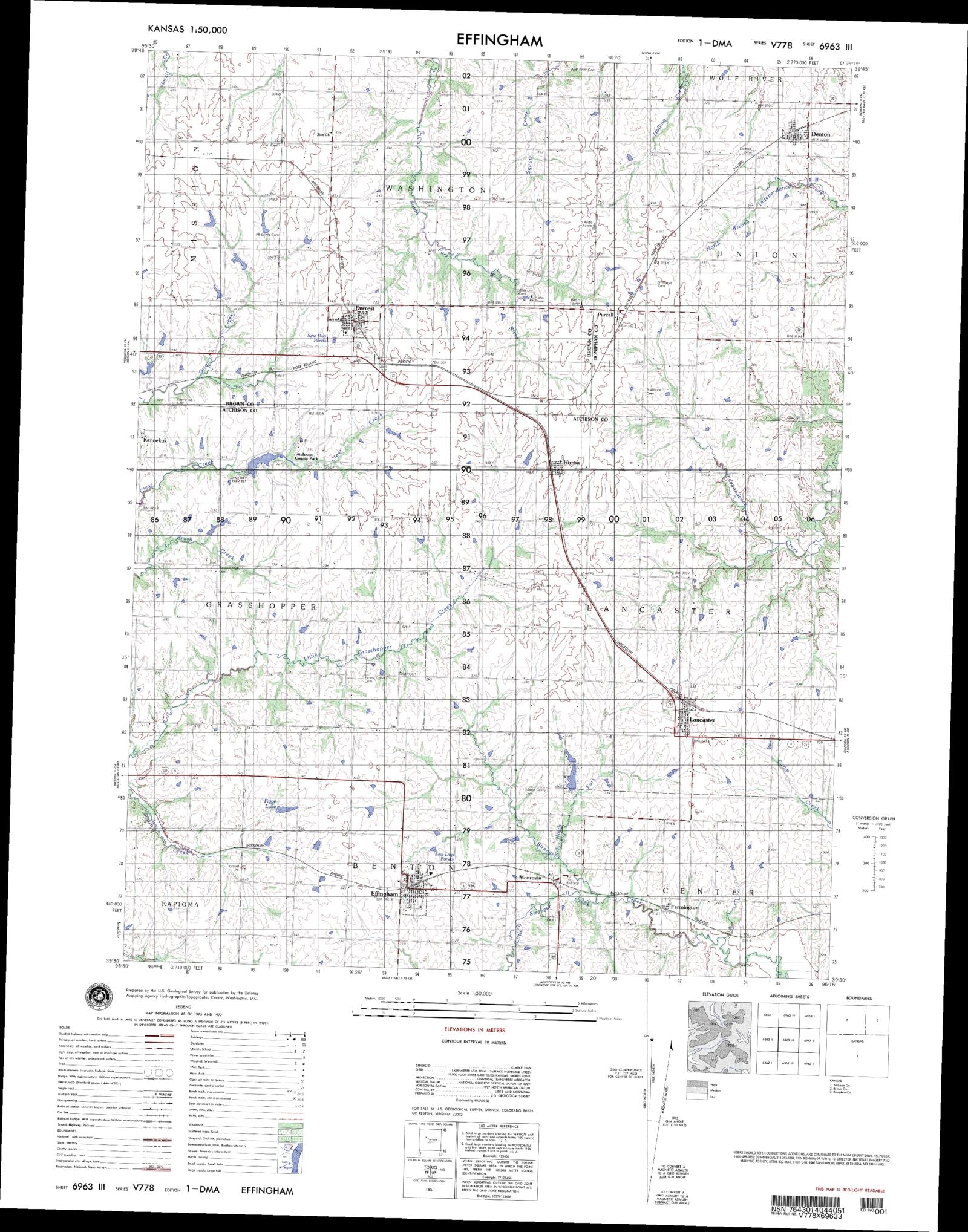 Effingham Kansas Military 1:50,000 Map – MyTopo Map Store