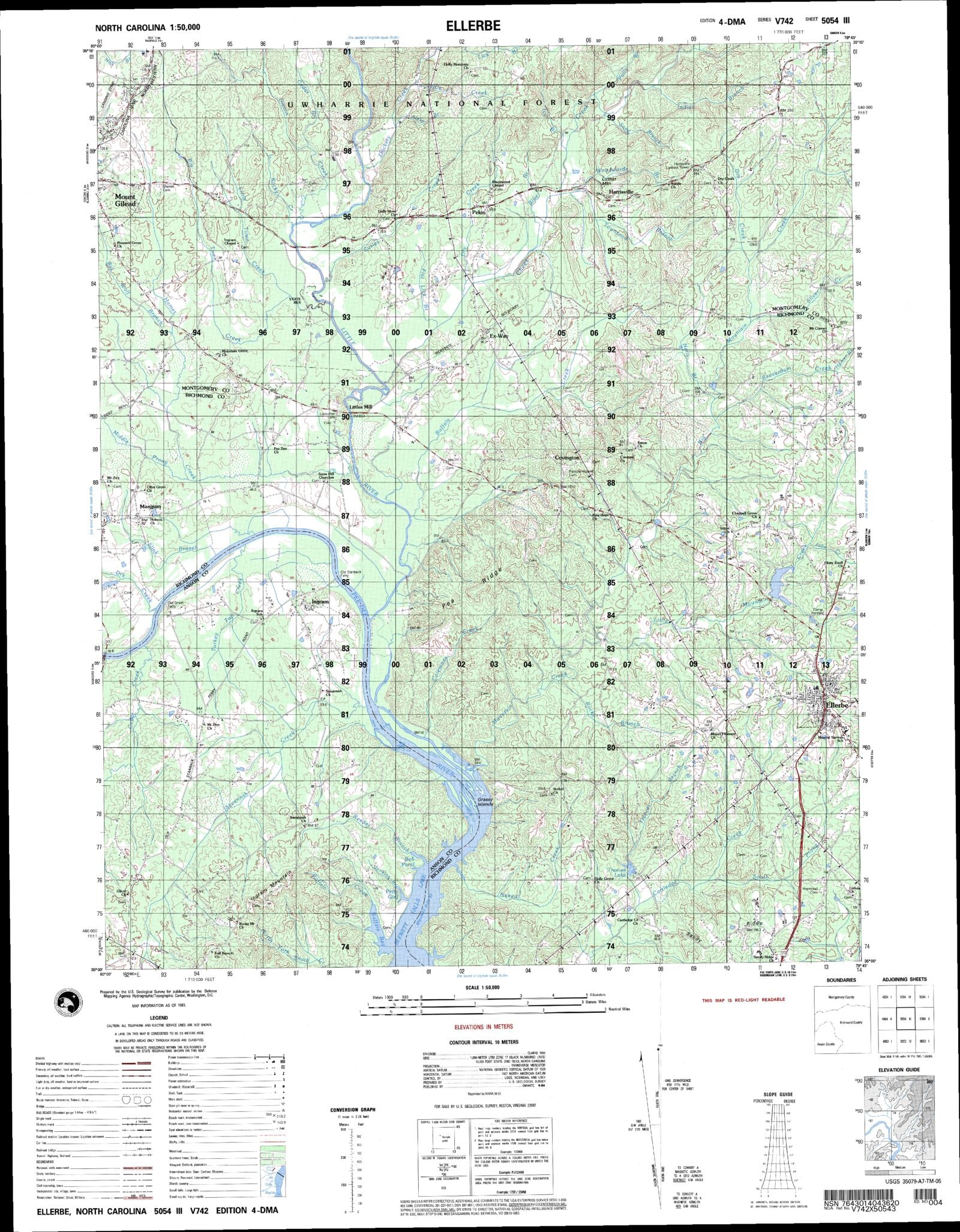 Ellerbe North Carolina Military 1:50,000 Map – MyTopo Map Store