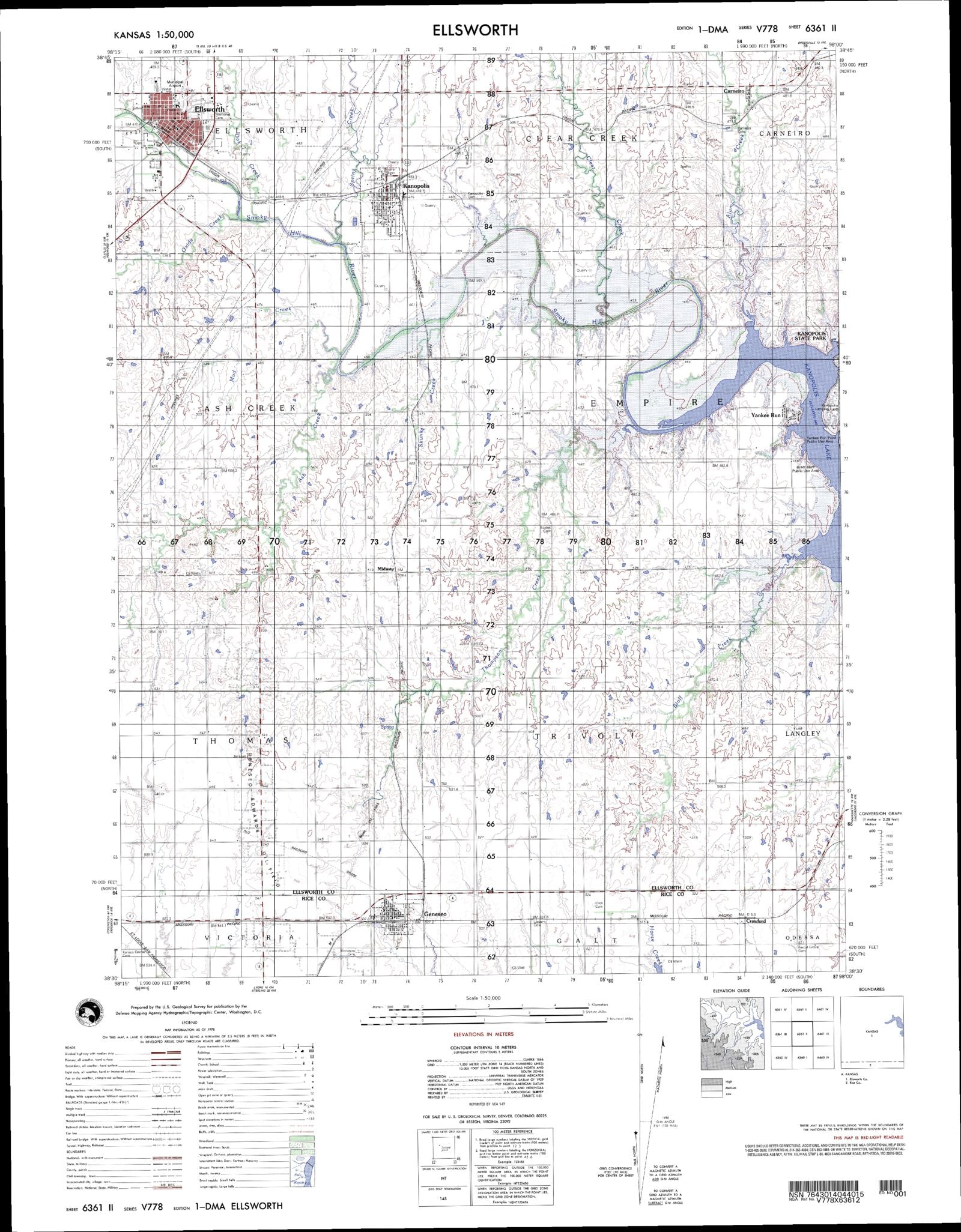 Ellsworth Kansas Military 1:50,000 Map – MyTopo Map Store