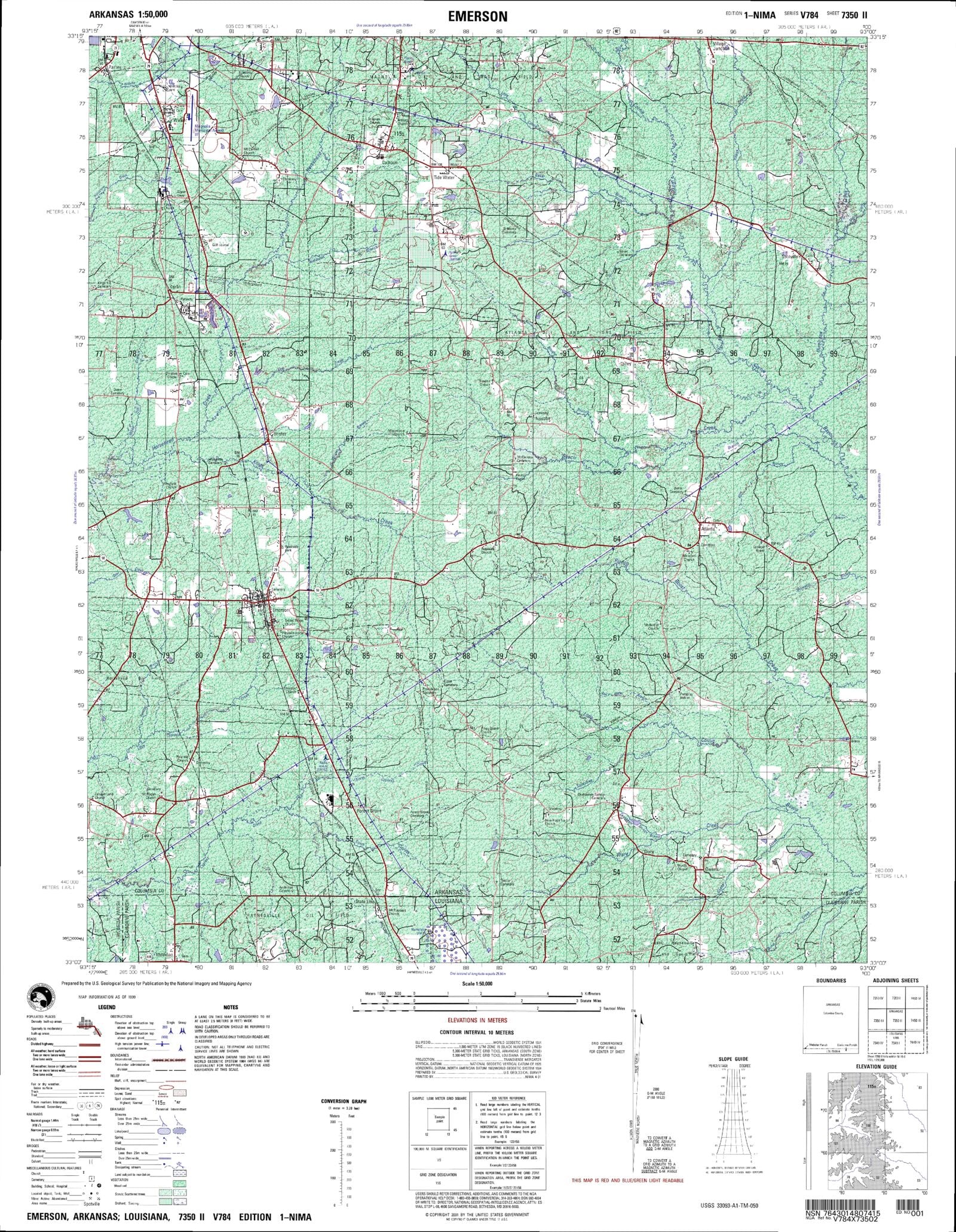 Emerson Arkansas Military 1:50,000 Map – MyTopo Map Store