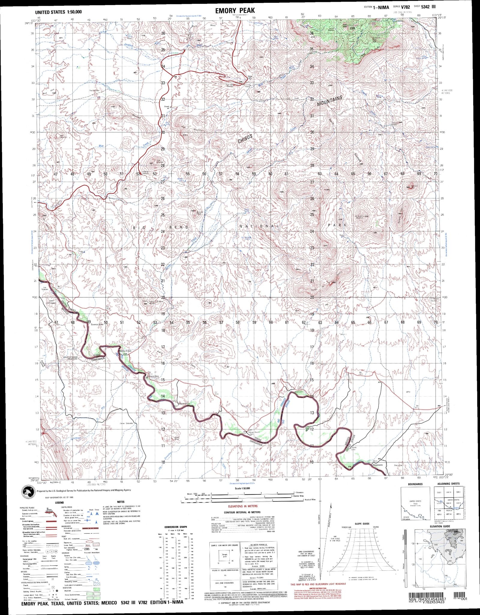 Emory Peak Texas Military 1:50,000 Map – MyTopo Map Store