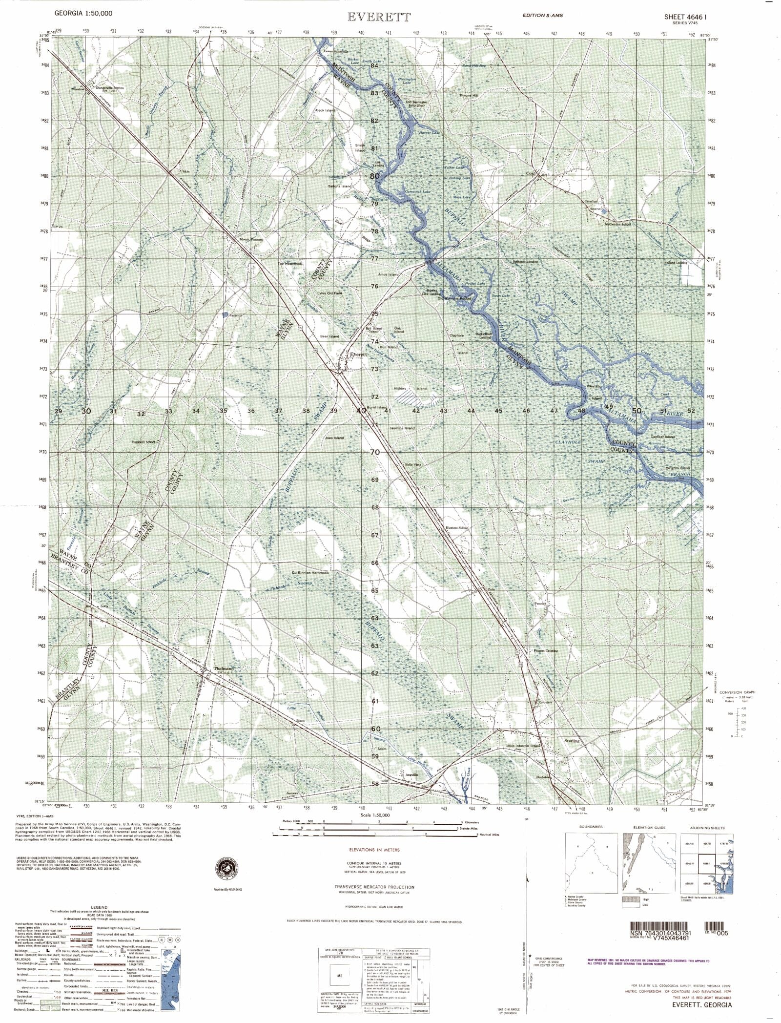 Everett Georgia Military 1:50,000 Map – MyTopo Map Store