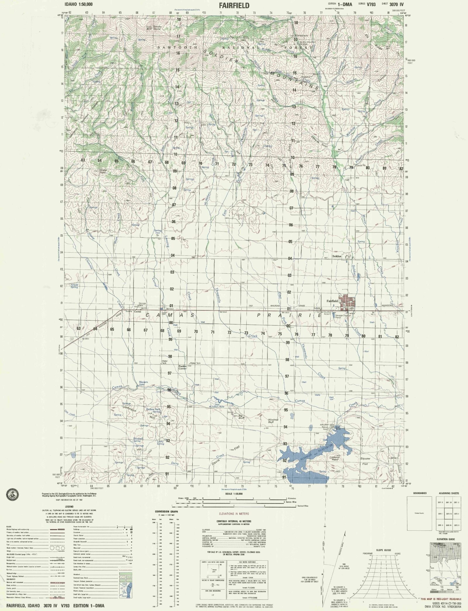 Fairfield Idaho Military 1:50,000 Map – MyTopo Map Store