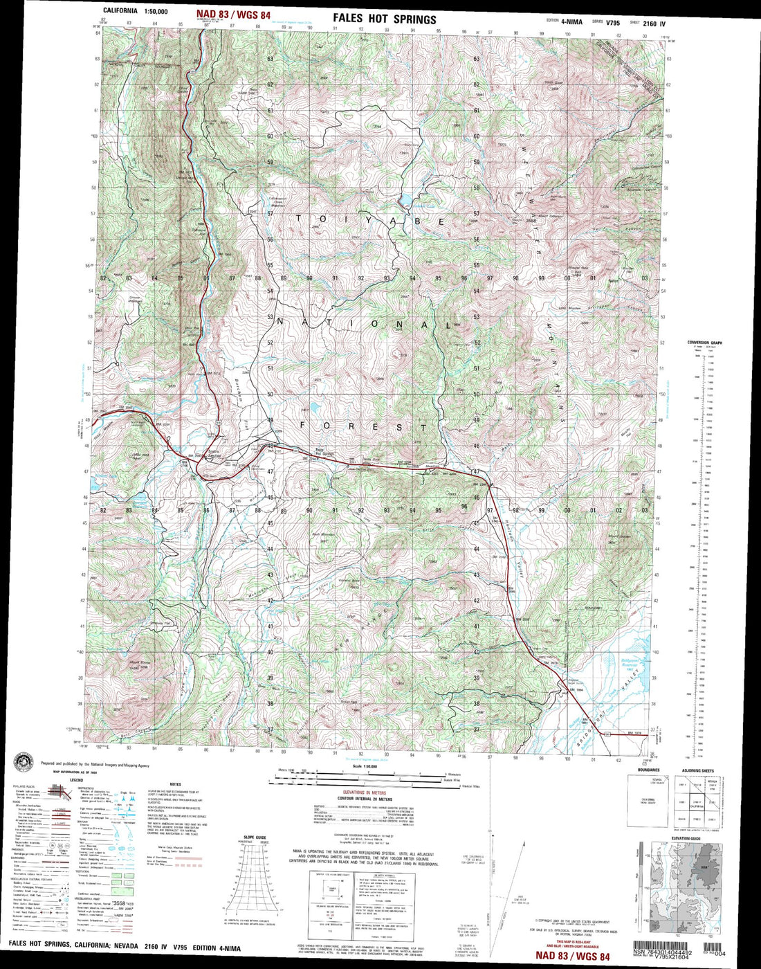 Fales Hot Springs California Military 1:50,000 Map – MyTopo Map Store